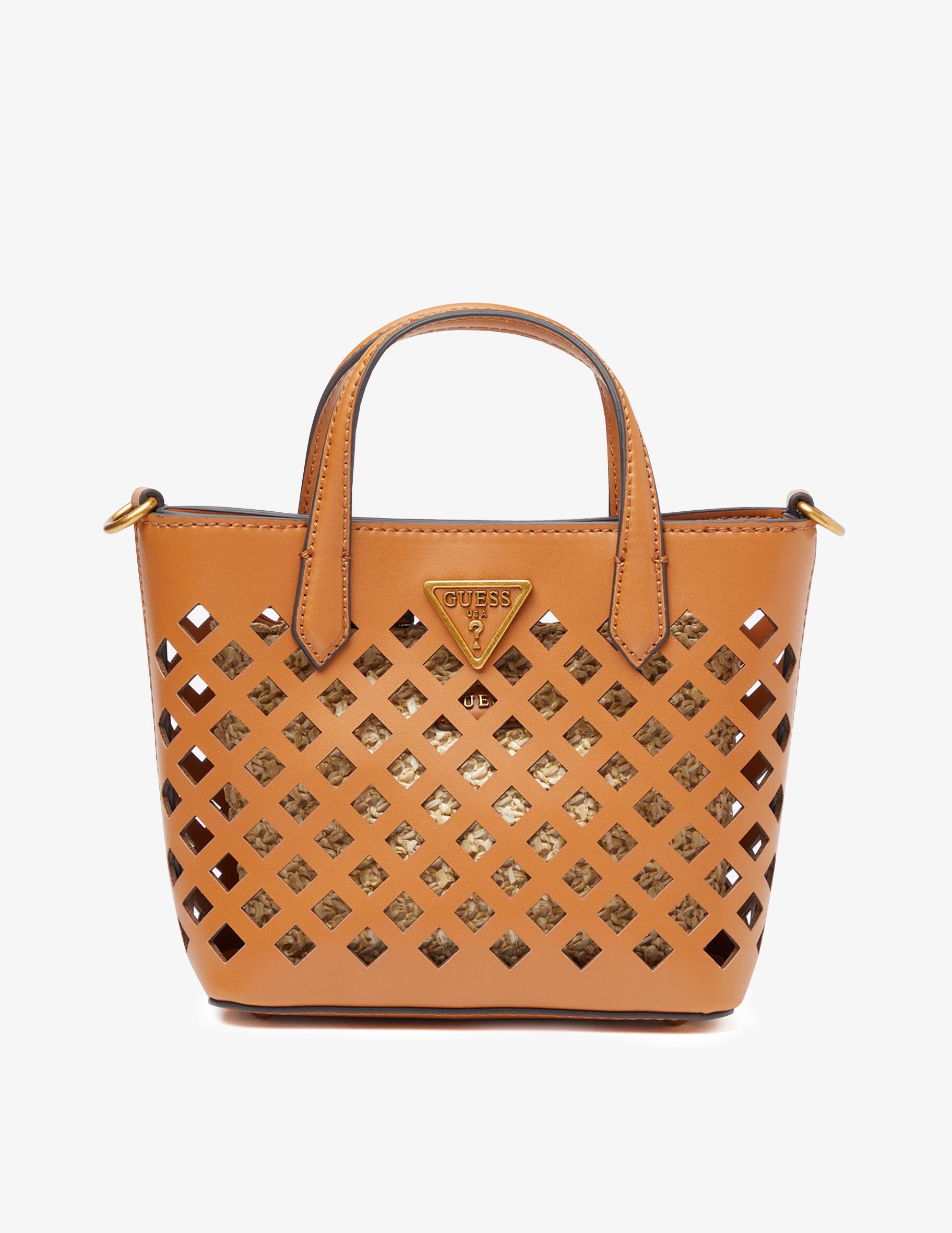 Shop Guess Aqua mini tote bag - Brown on Rinascente