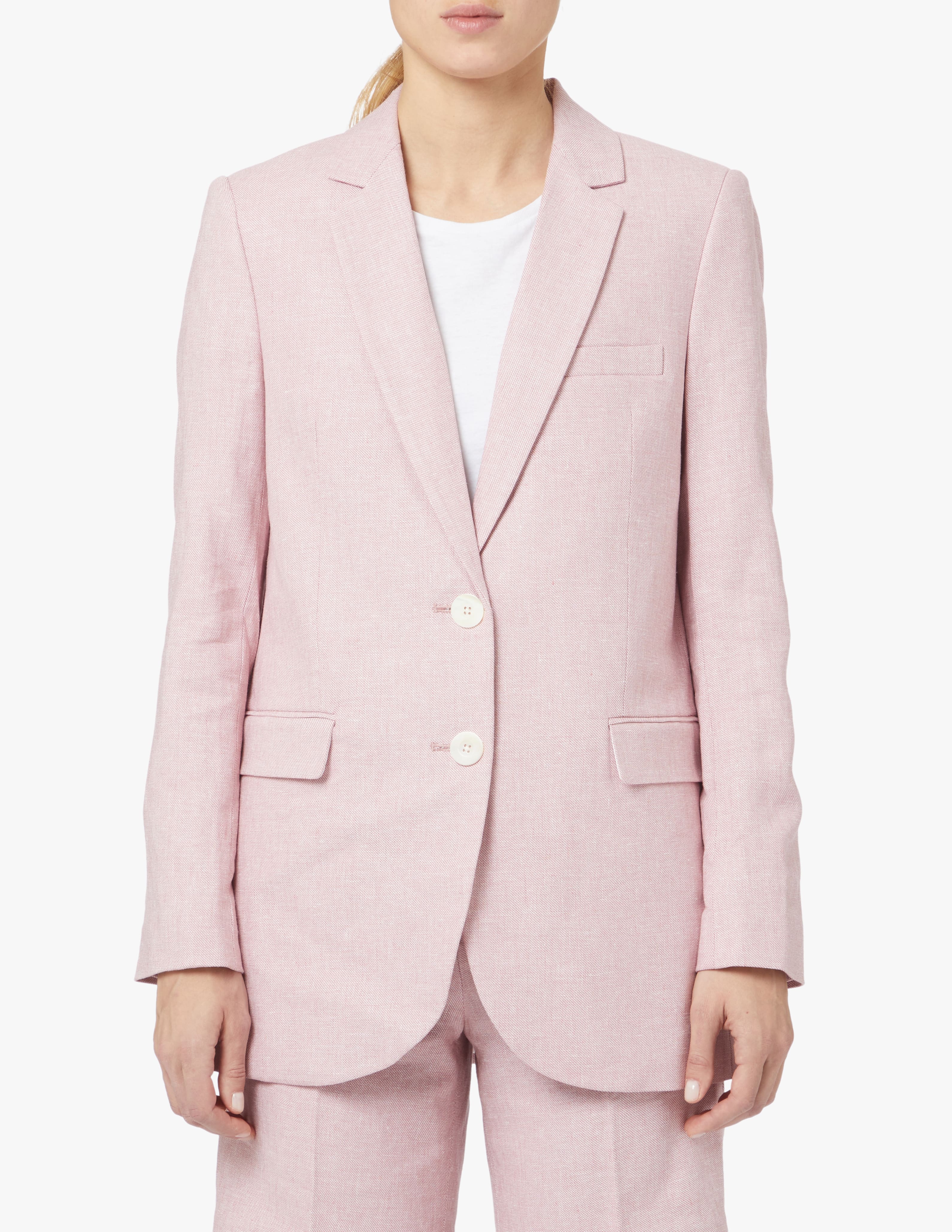 Shop Michael Michael Kors Linen blazer with 2 buttons - pink on Rinascente