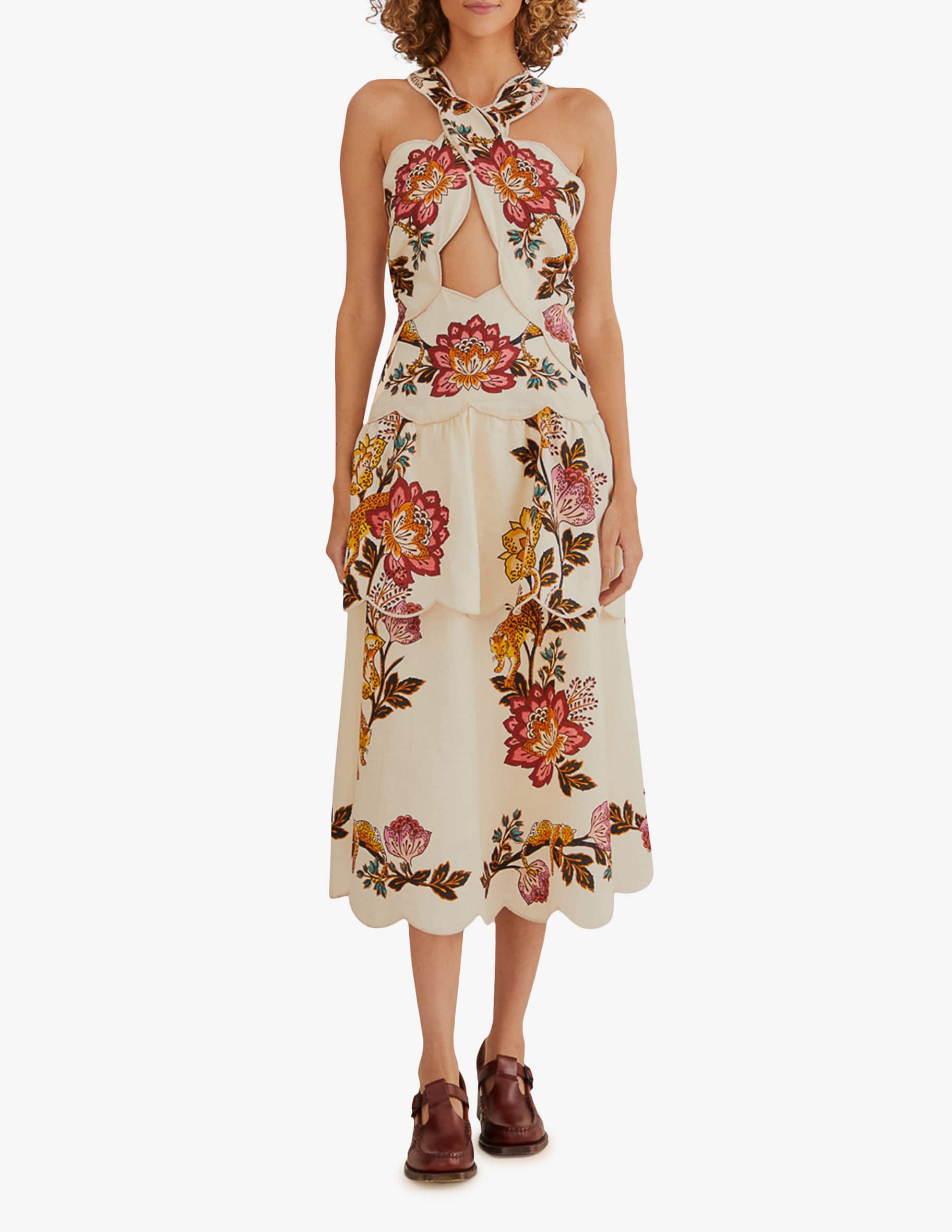 Shop Farm Rio Cut out midi dress on Rinascente