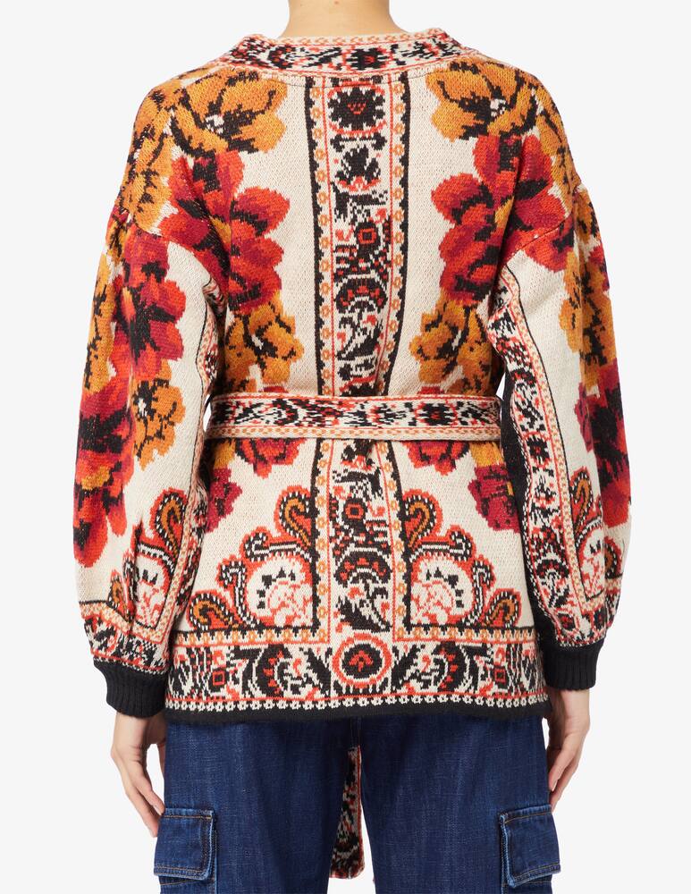 Shop Farm Rio Winter tapestry sand knit cardigan on Rinascente
