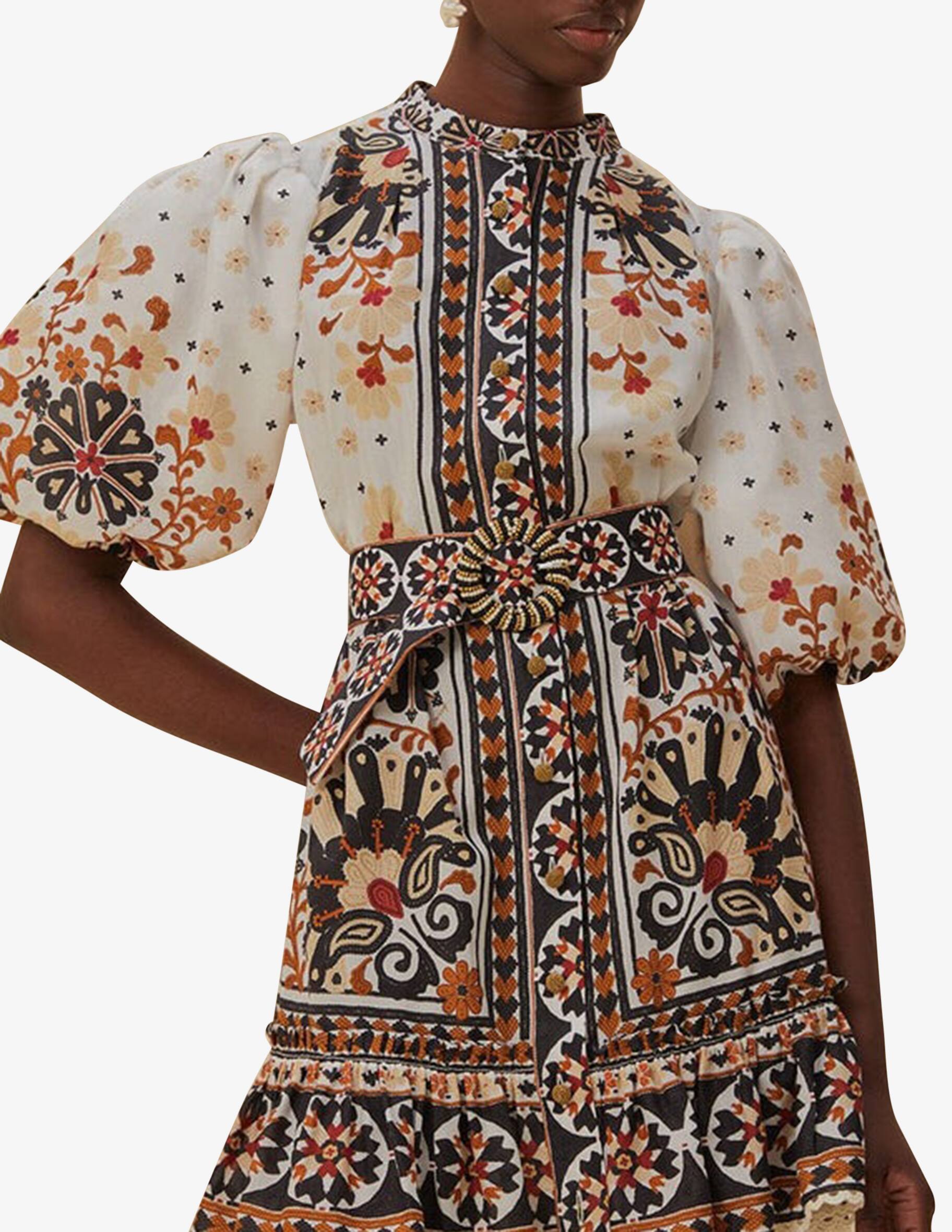 Shop Farm Rio Flower fan tapestry mini dress on Rinascente