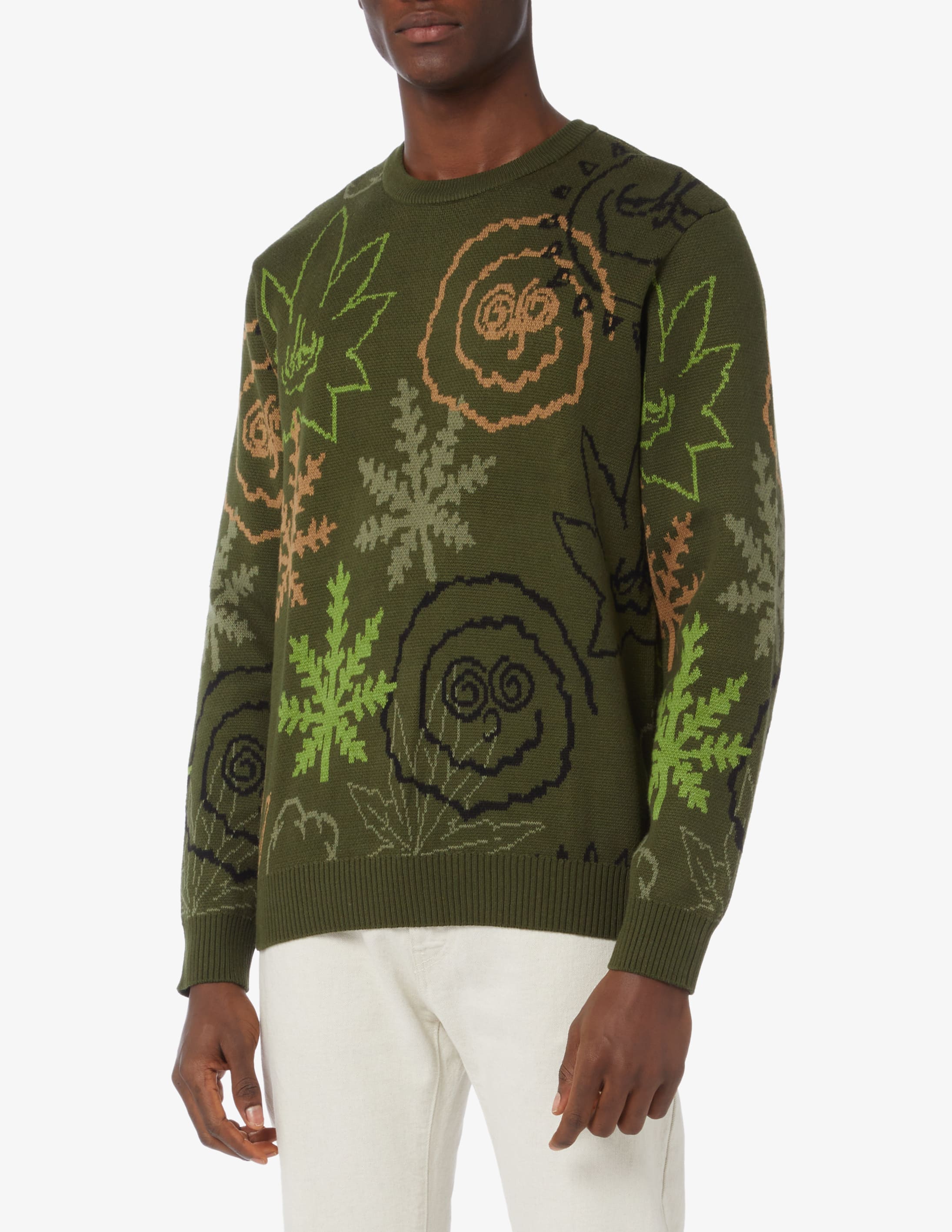 Shop Huf Green buddy crewneck sweater on Rinascente