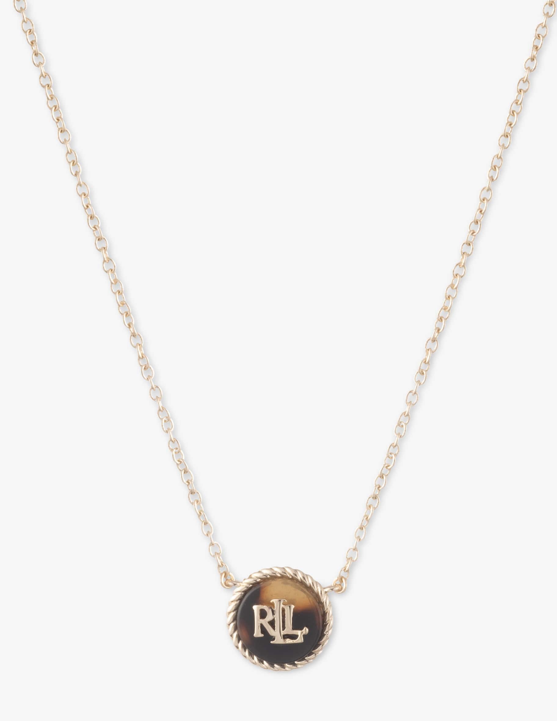 Shop Lauren Ralph Lauren Gold & Tort Logo Pendant necklace on Rinascente
