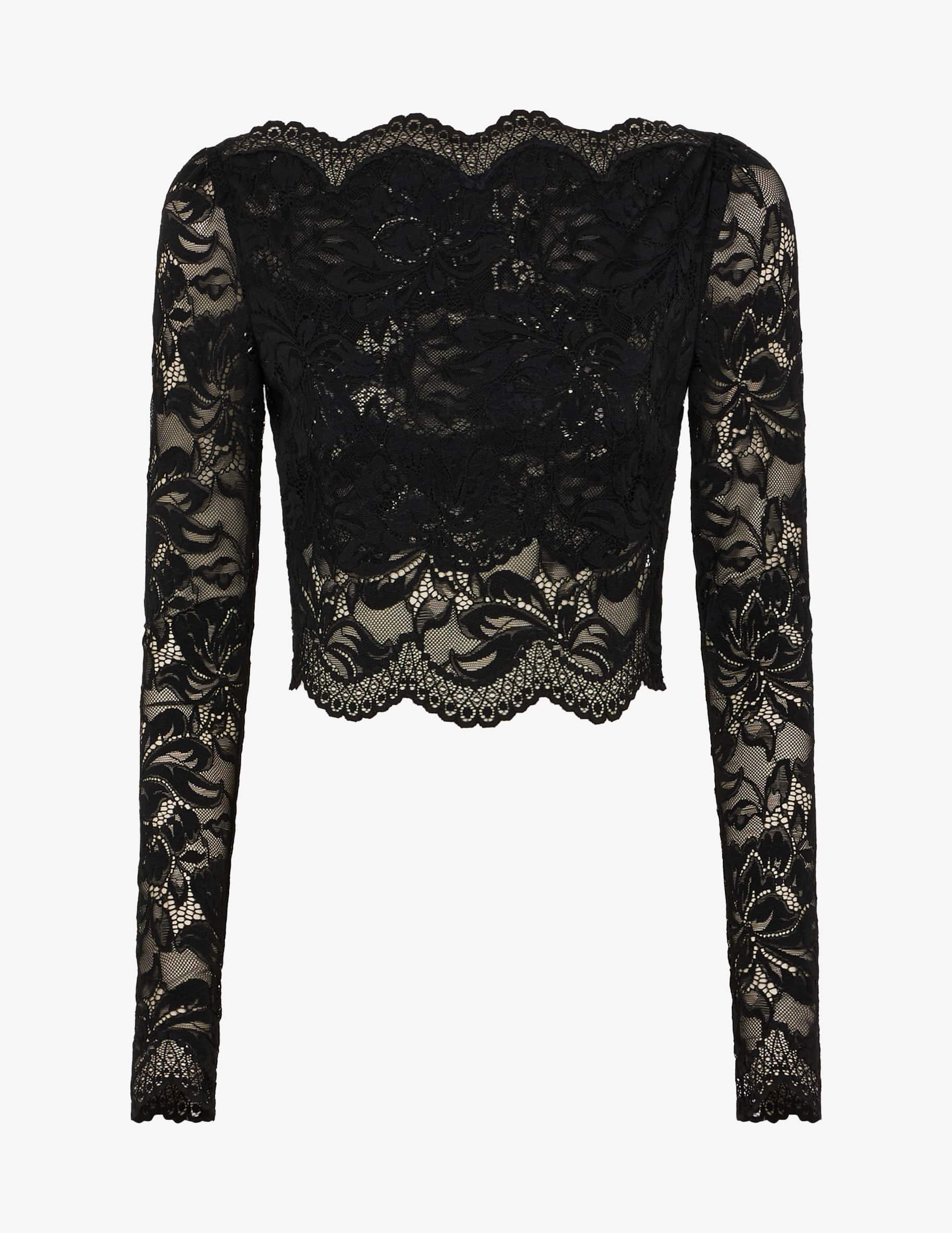 Shop Rabanne Crop lace top on Rinascente