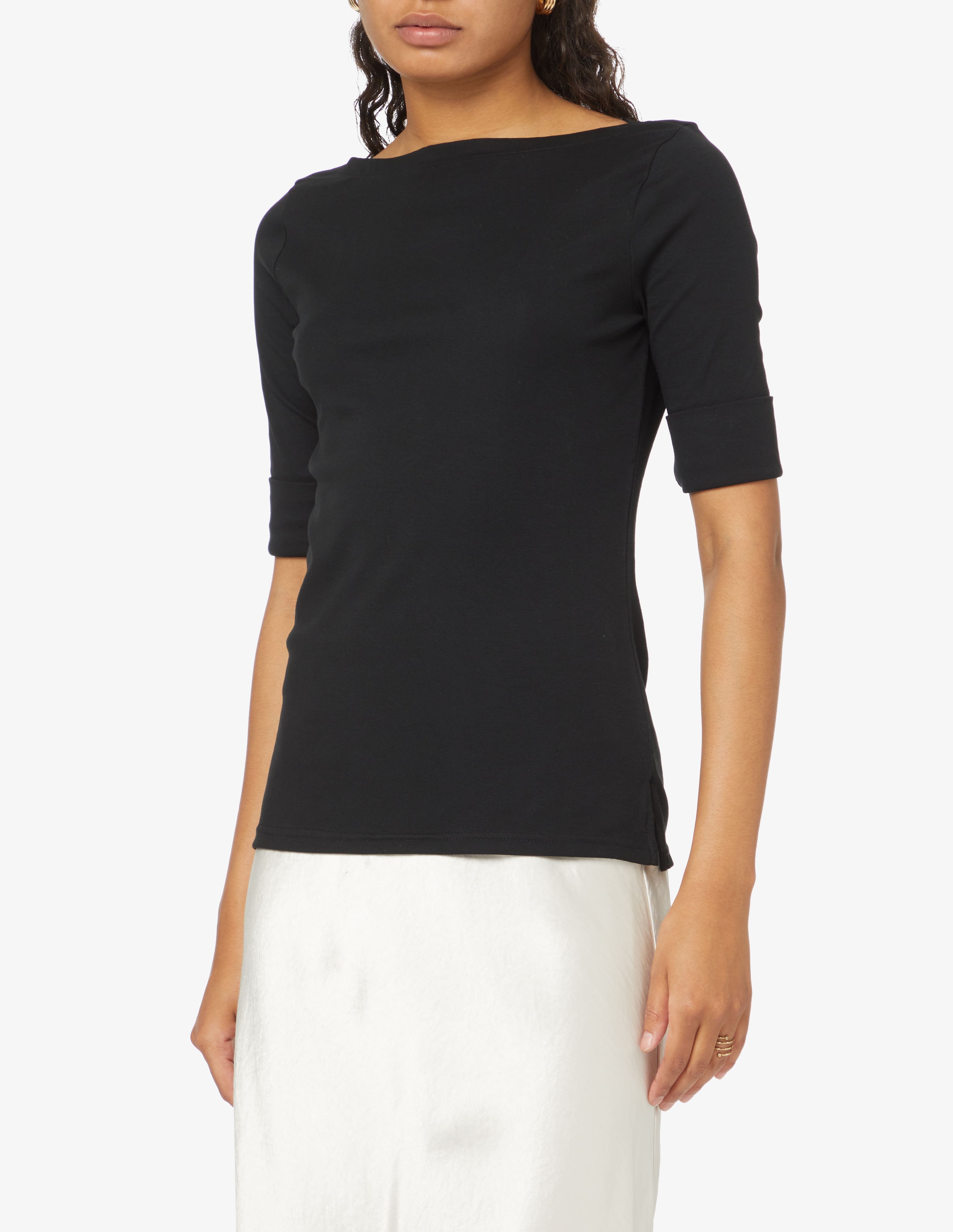 Acquista Lauren Ralph Lauren Top in cotone con scollo a barchetta Judy ...