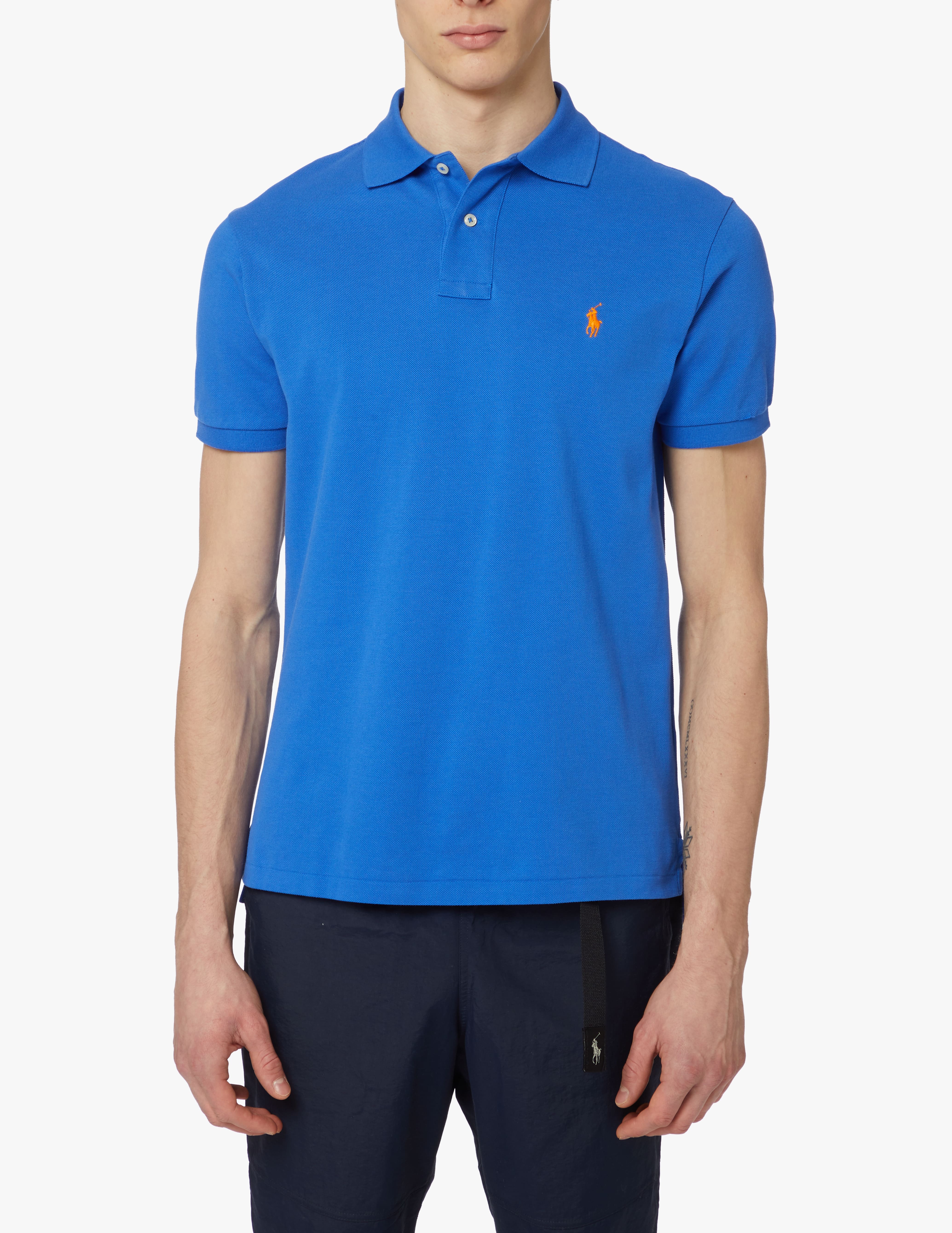 Shop Polo Ralph Lauren Basic mesh custom fit poloshirt - blue on Rinascente
