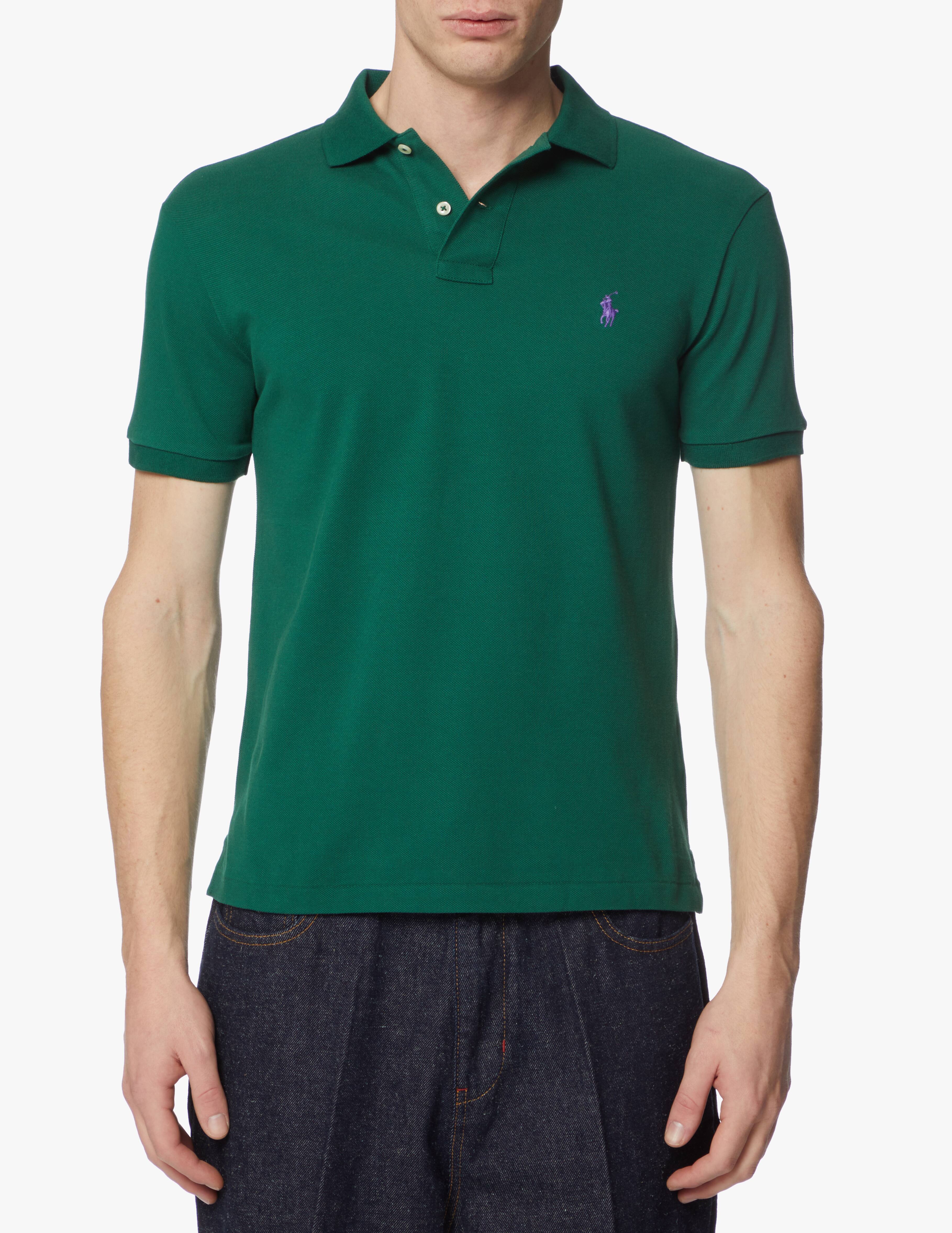 Shop Polo Ralph Lauren Basic slim fit poloshirt - green on Rinascente