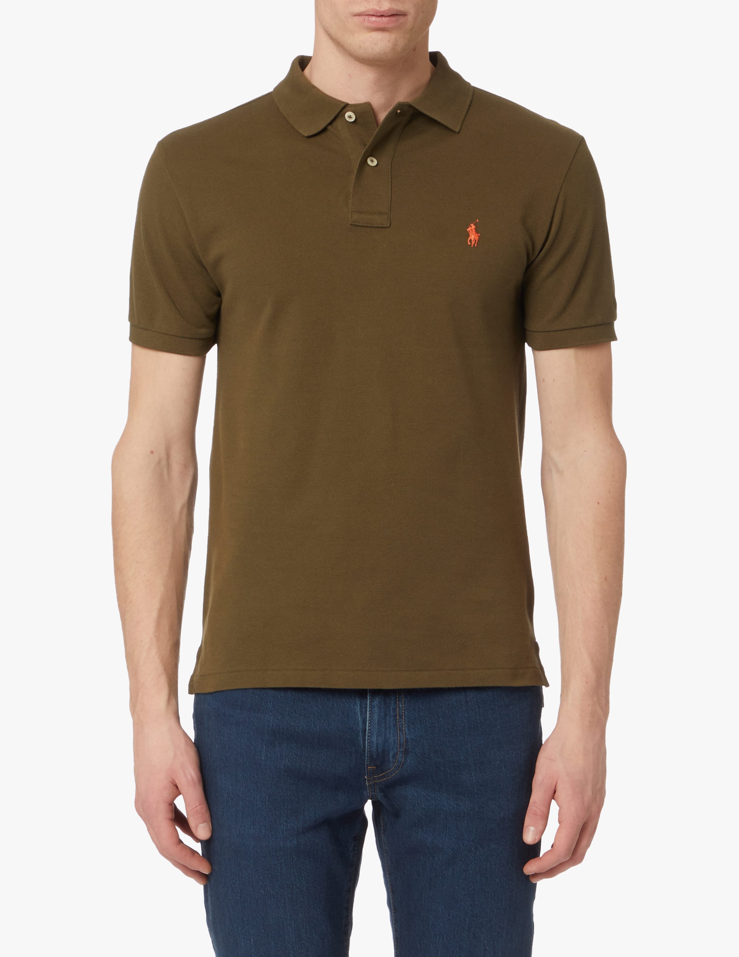 Shop Polo Ralph Lauren Basic slim fit poloshirt - green on Rinascente