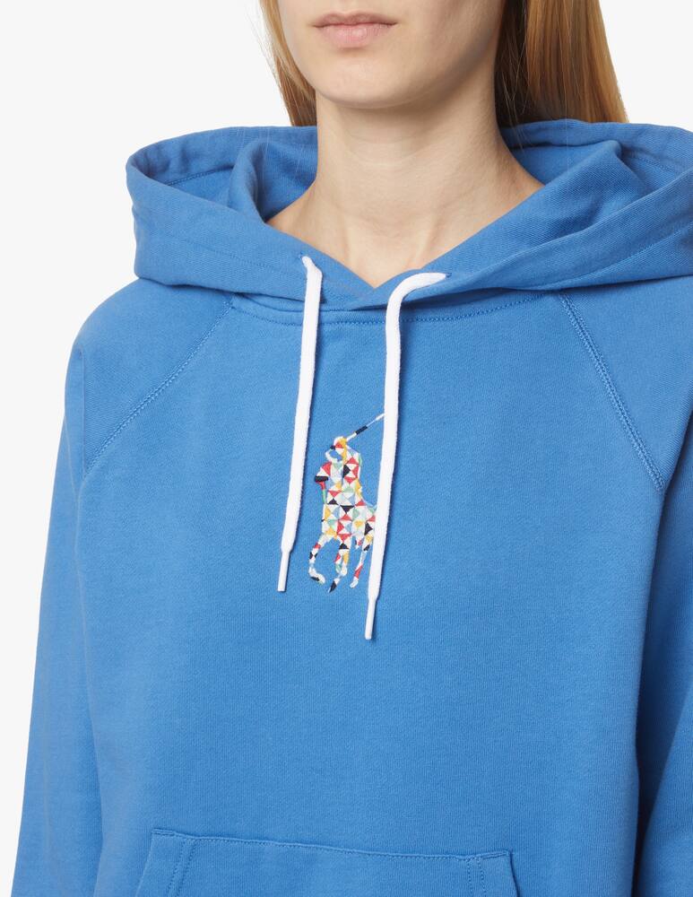 Shop Polo Ralph Lauren Quilted big pony fleece hoodie - blue on Rinascente