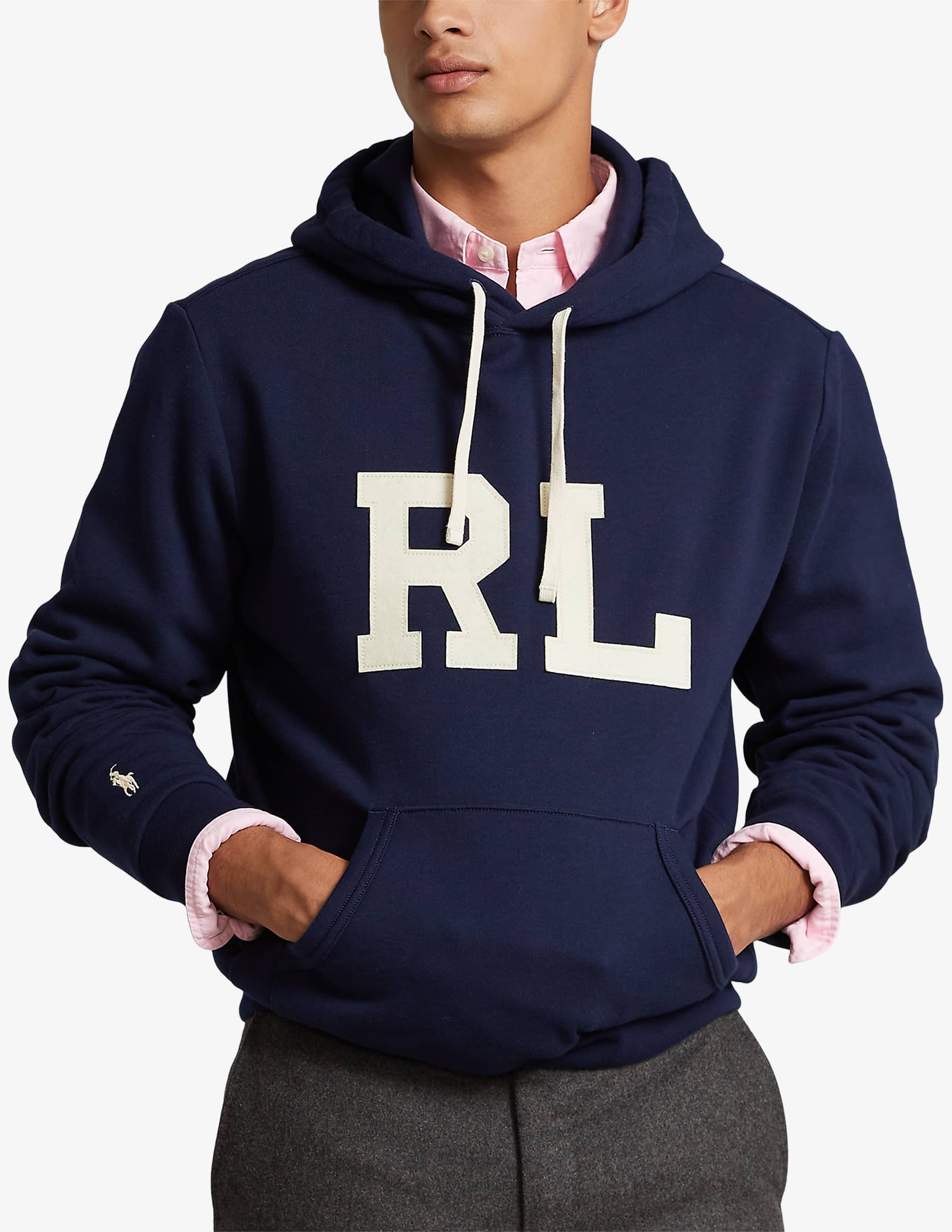 Shop Polo Ralph Lauren Blue rl hoodie - Blue on Rinascente