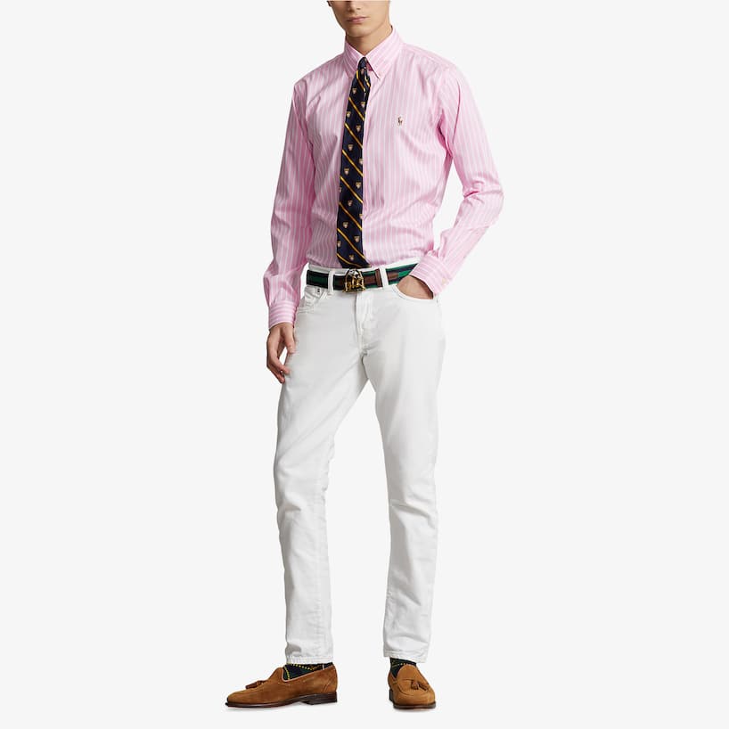 Shop Polo Ralph Lauren Pin point shirt Pink on Rinascente