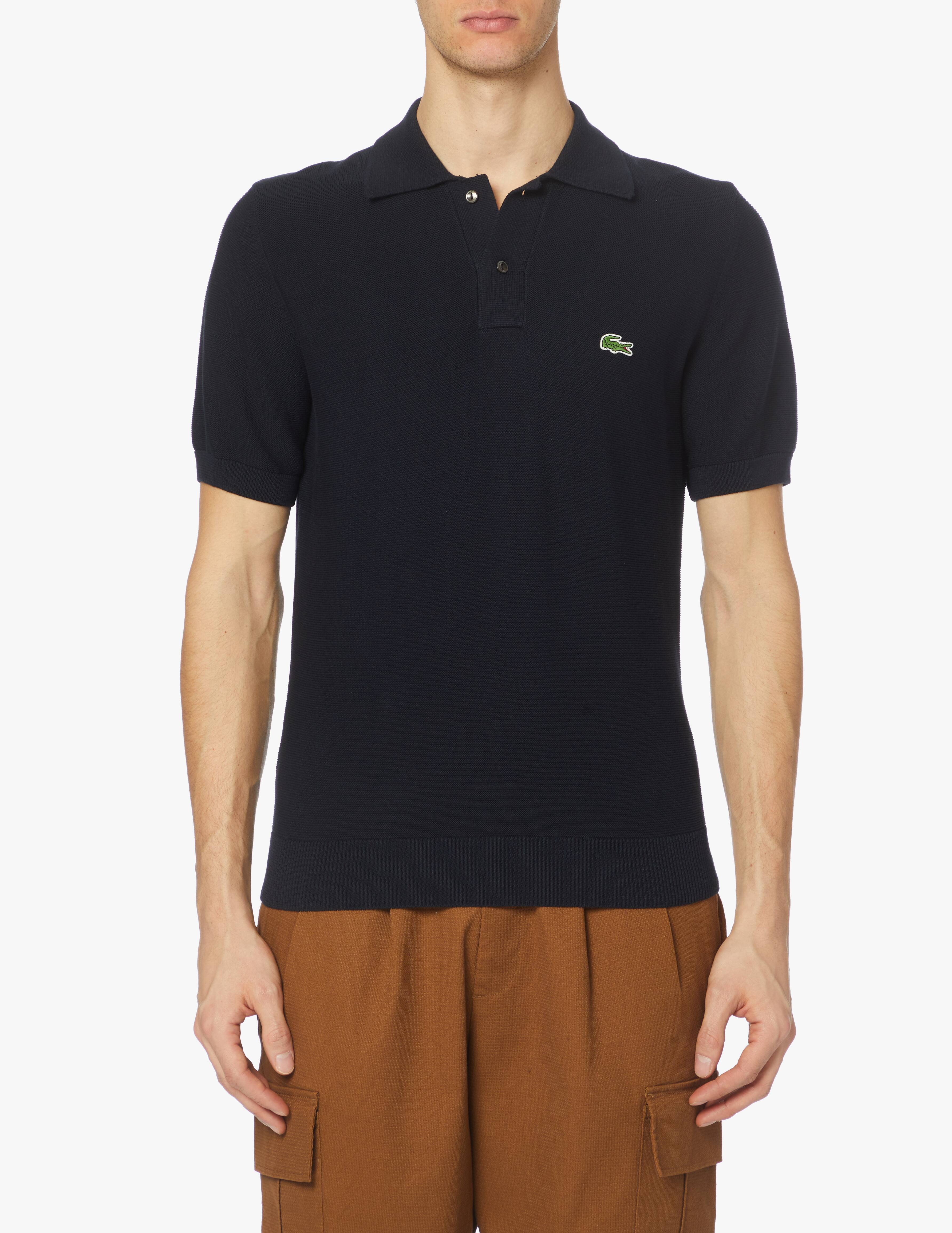 Shop Lacoste Knit short sleeve polo - blue on Rinascente