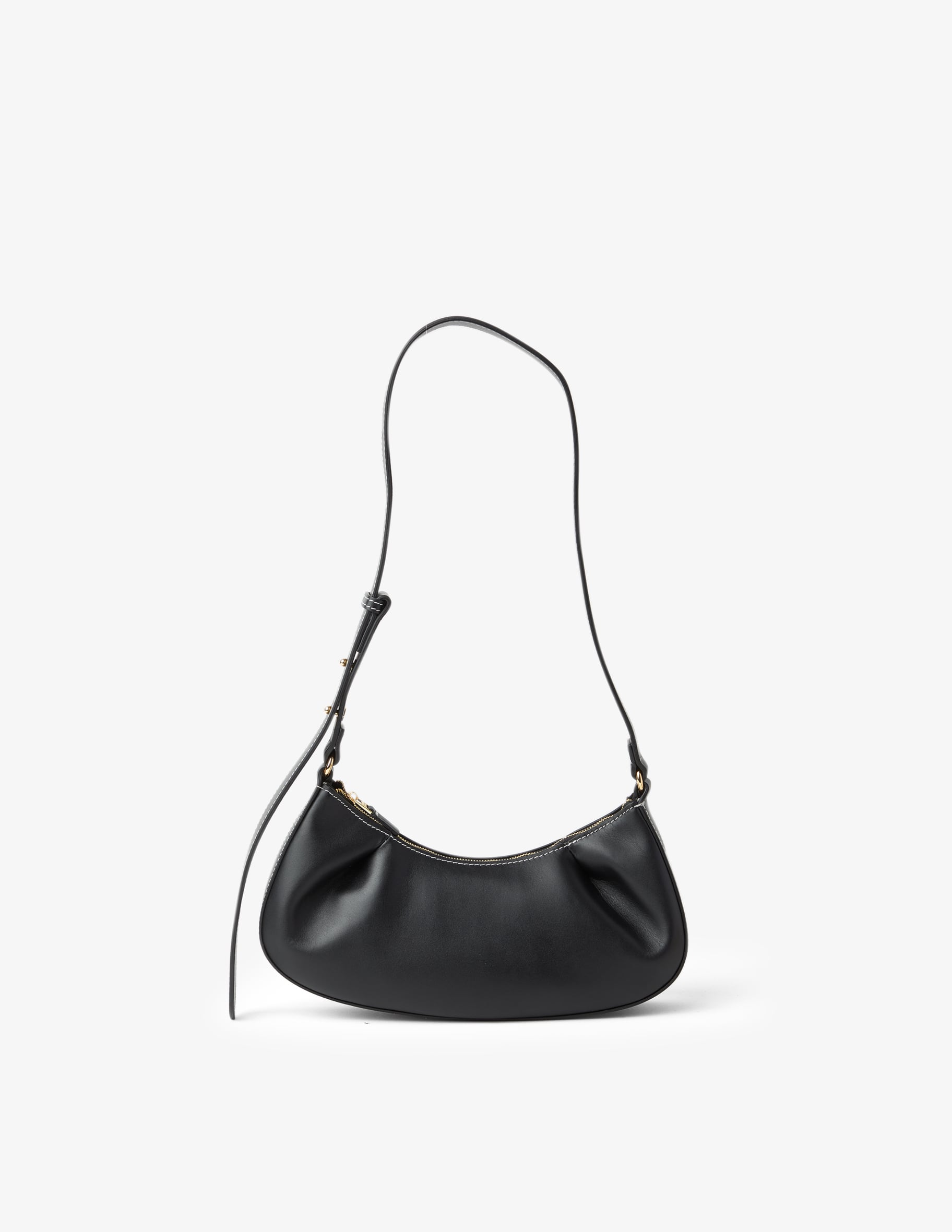 Shop Elleme Dimple Moon Small Leather bag - Black on Rinascente