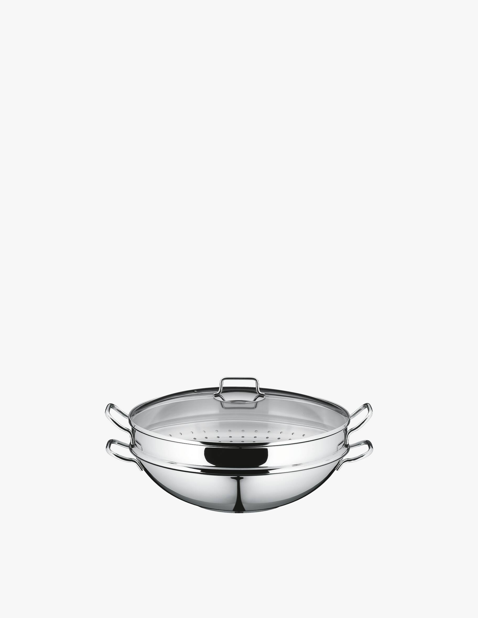 Shop WMF Macao Wok With Steam Insert And Grill - Grey on Rinascente