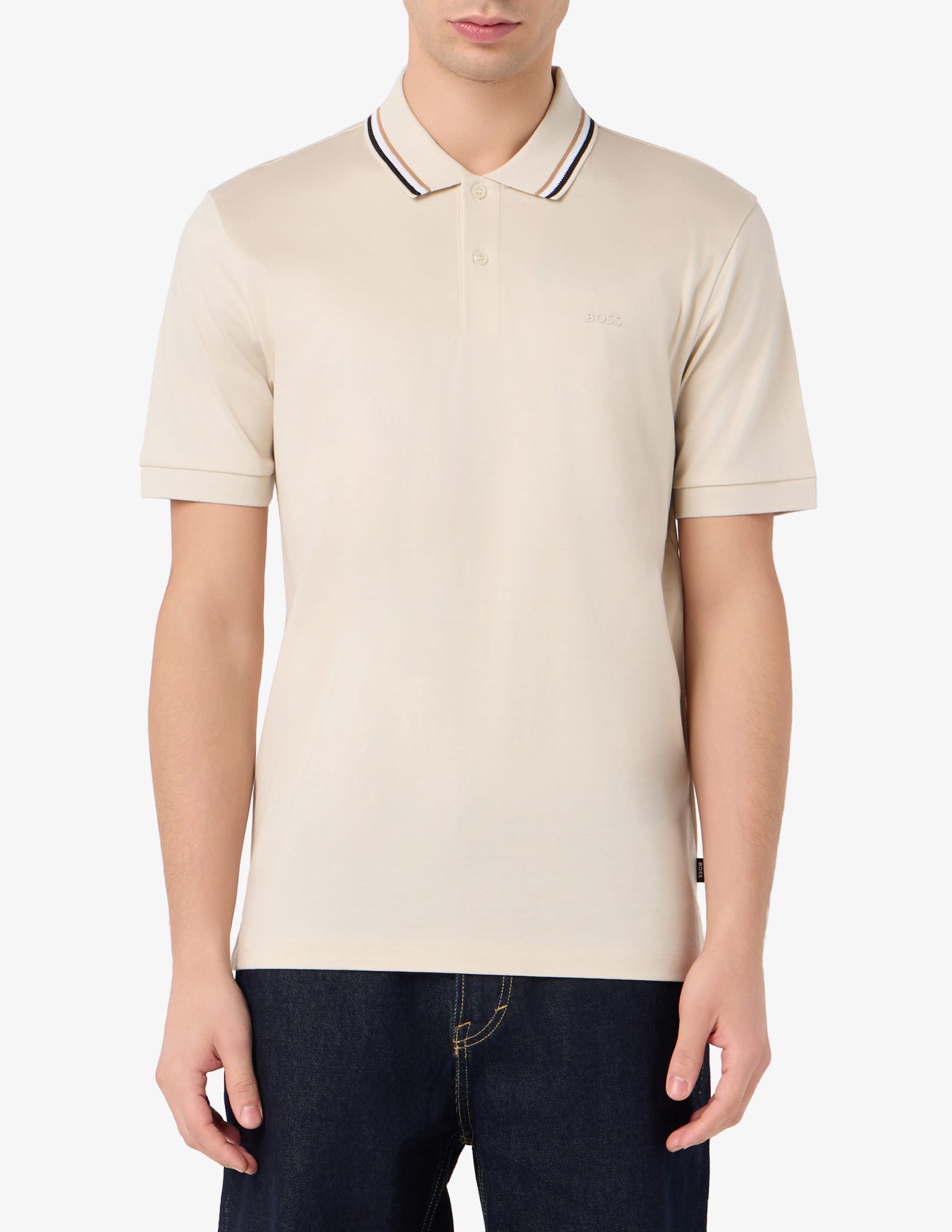 Shop BOSS Penrose polo with stripes on Rinascente