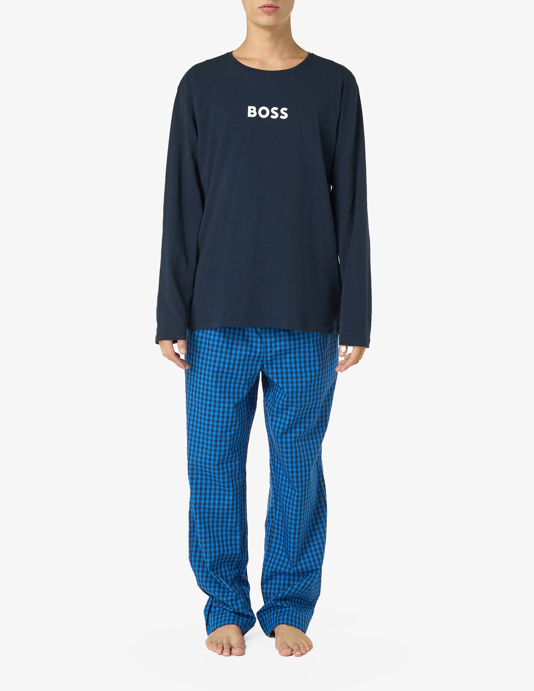 Shop BOSS Easy long woven box pyjama set on Rinascente