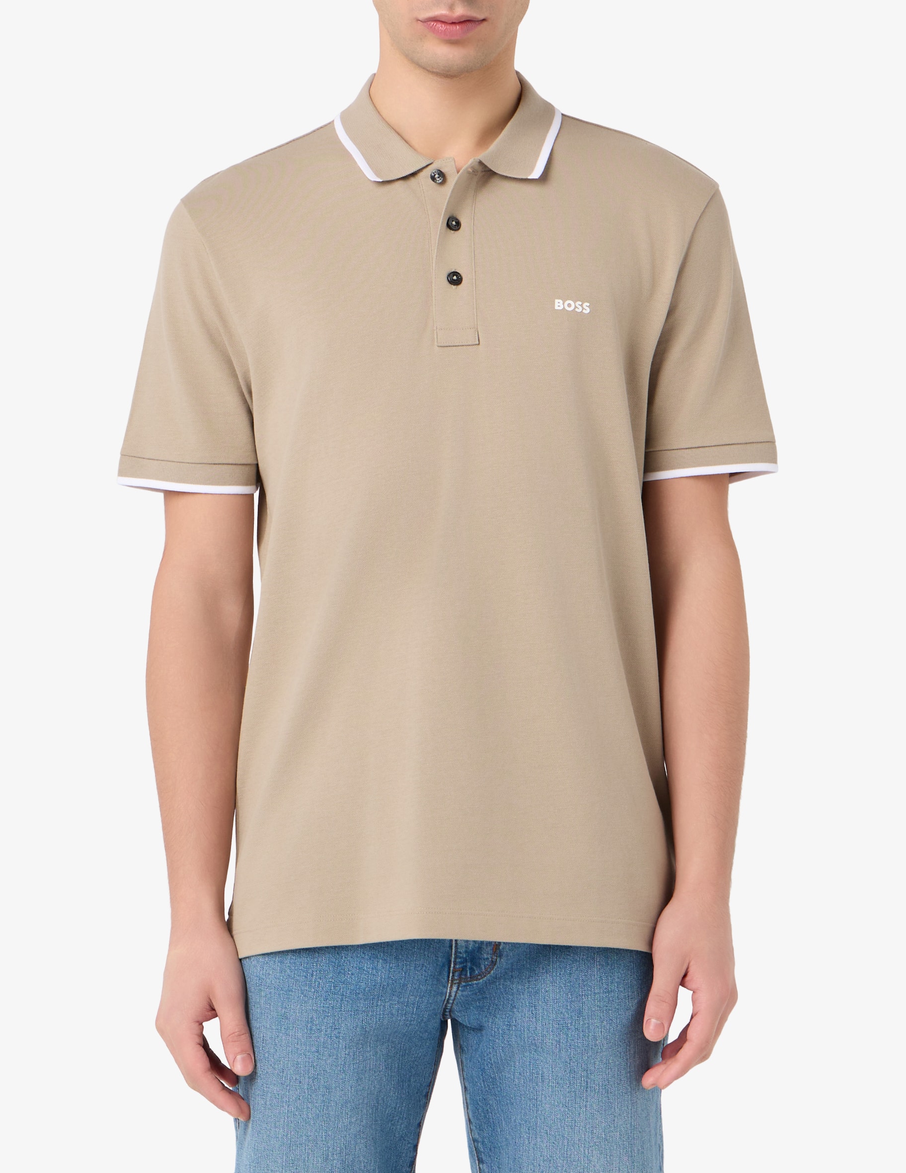 Shop BOSS Polo shirt with contrast trim on Rinascente