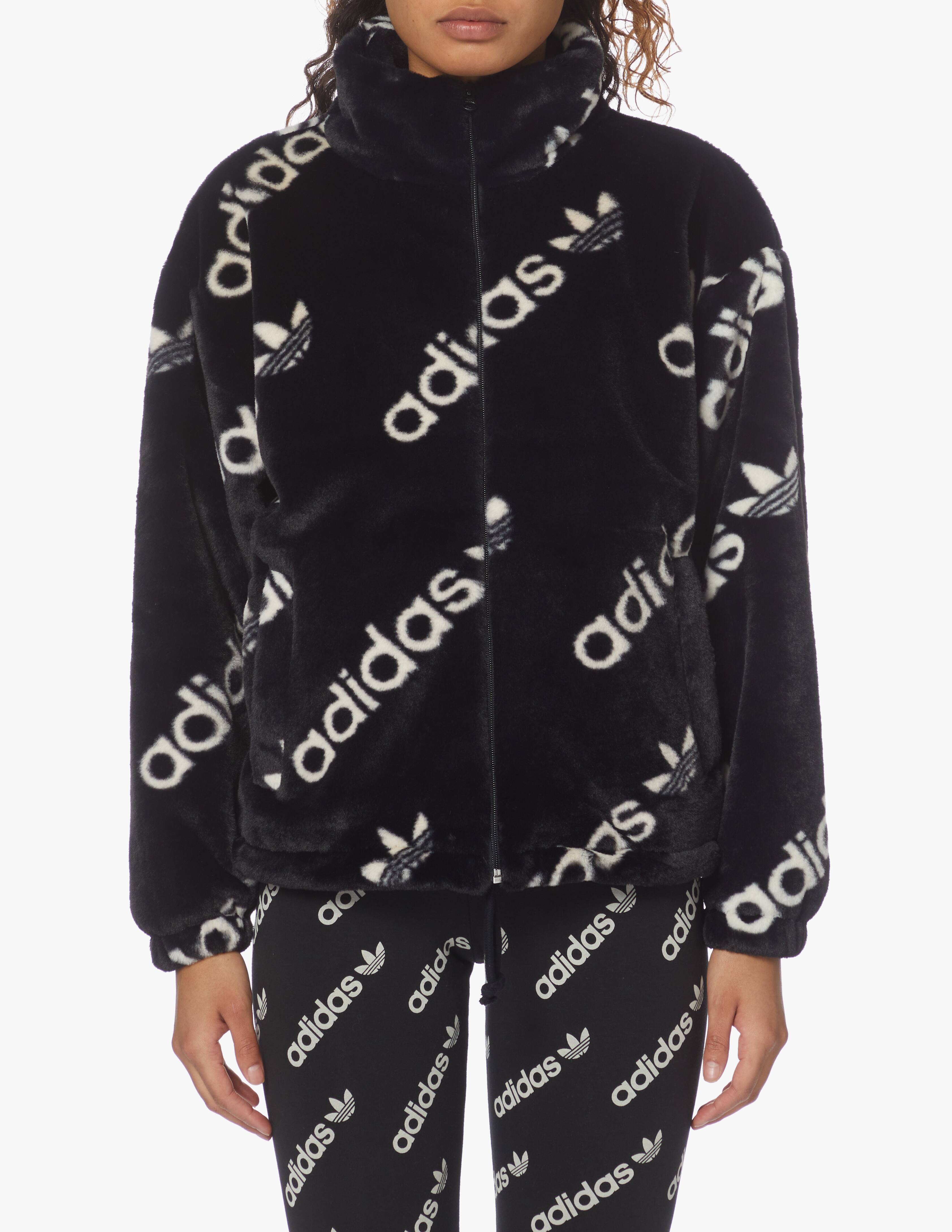 Shop Adidas Originals Faux fur jacket - black on Rinascente