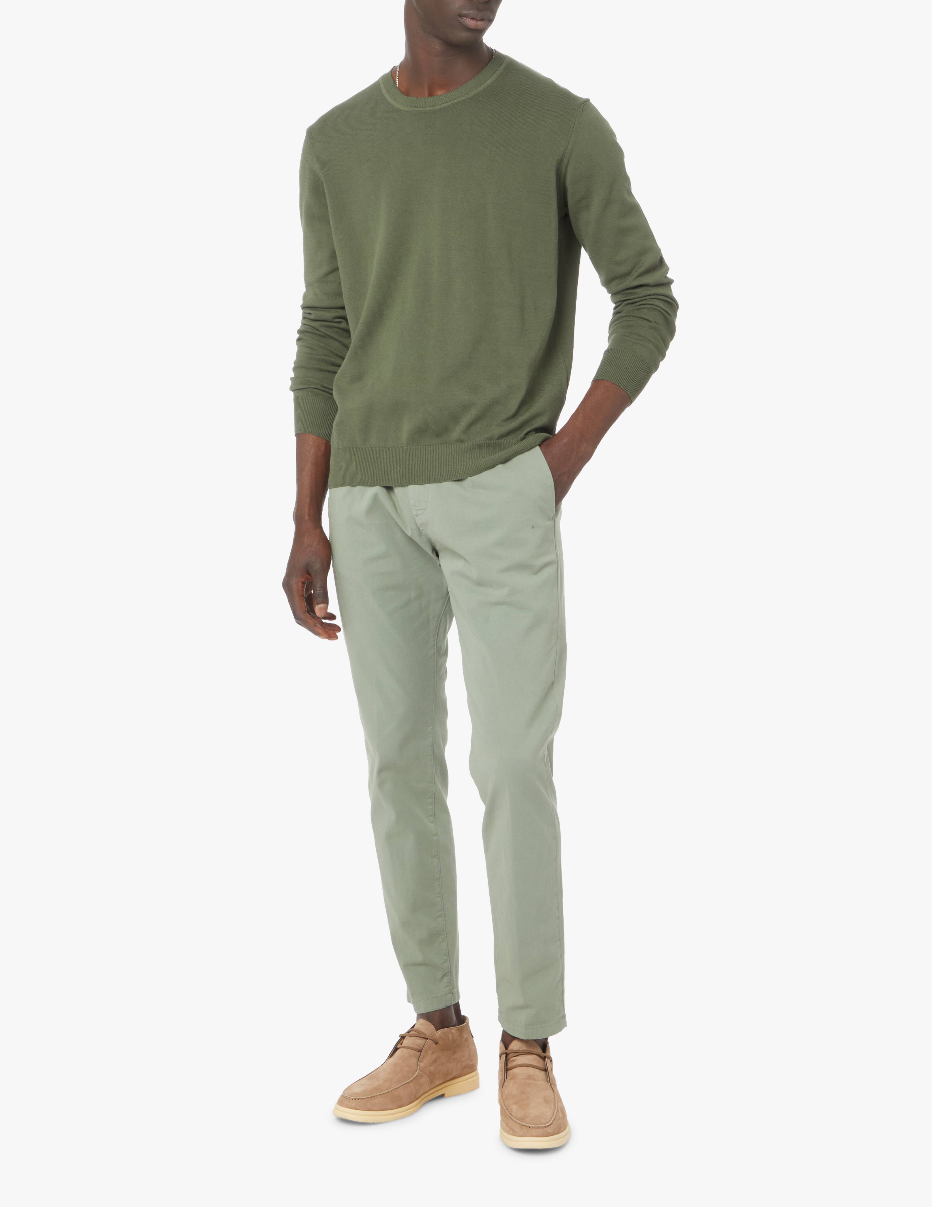 Shop Cruna Popeline cotton 901 mitte pants - green on Rinascente