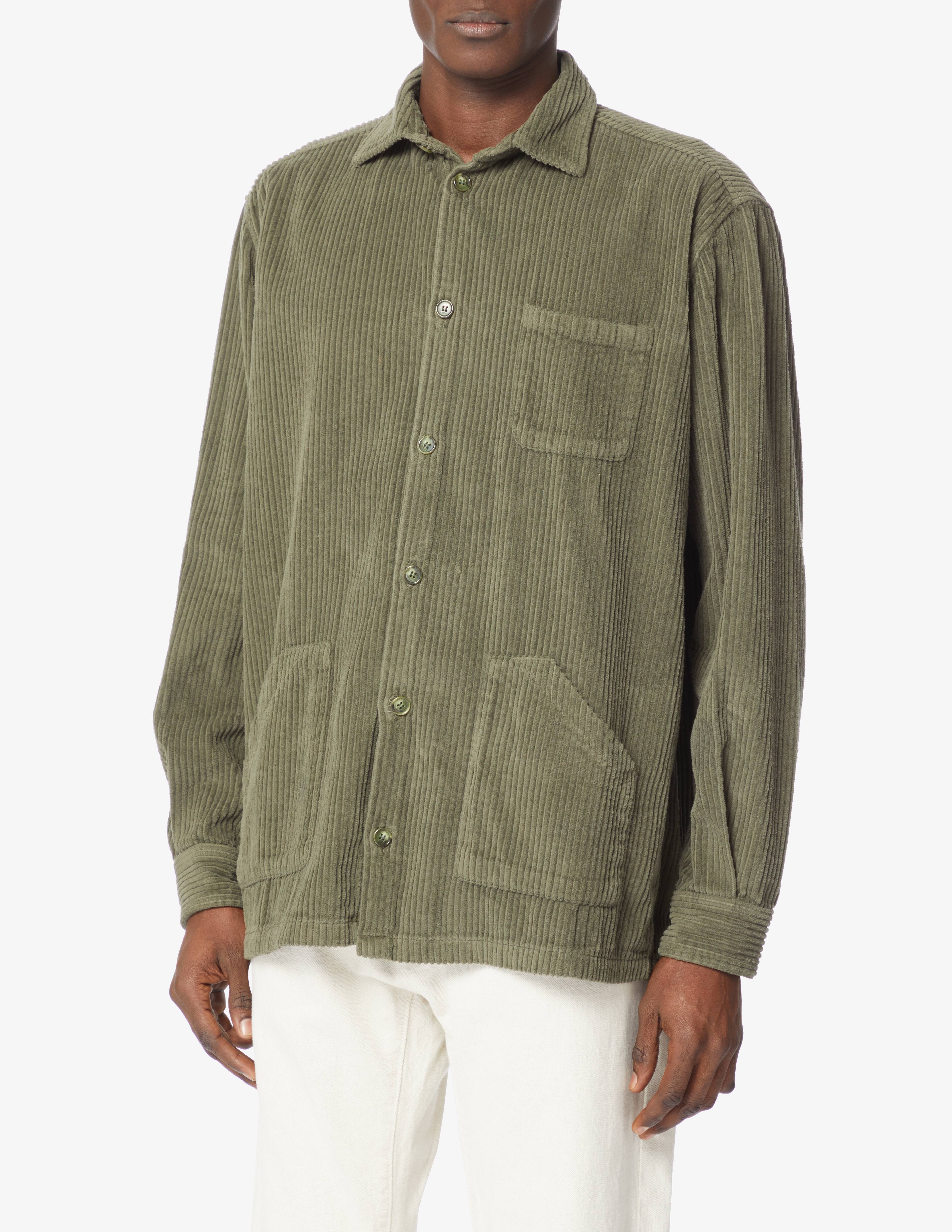 Shop Cruna Corduroy overshirt - Green on Rinascente