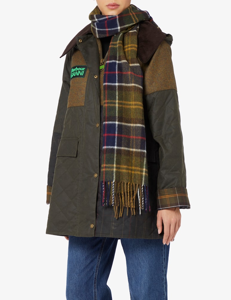 Shop Barbour Tartan scarf x Ganni on Rinascente