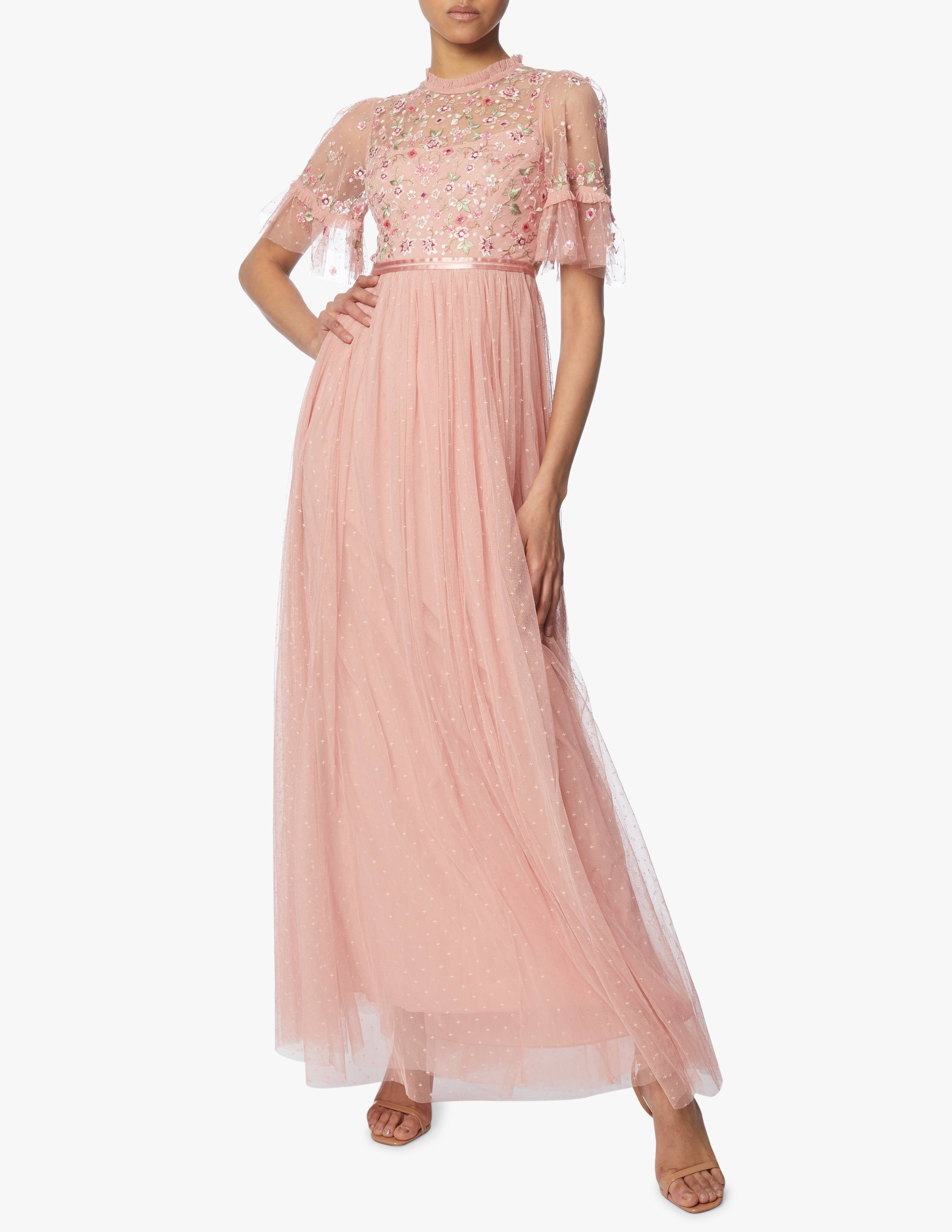 Shop Needle & Thread Elsie short sleeve long dress on Rinascente