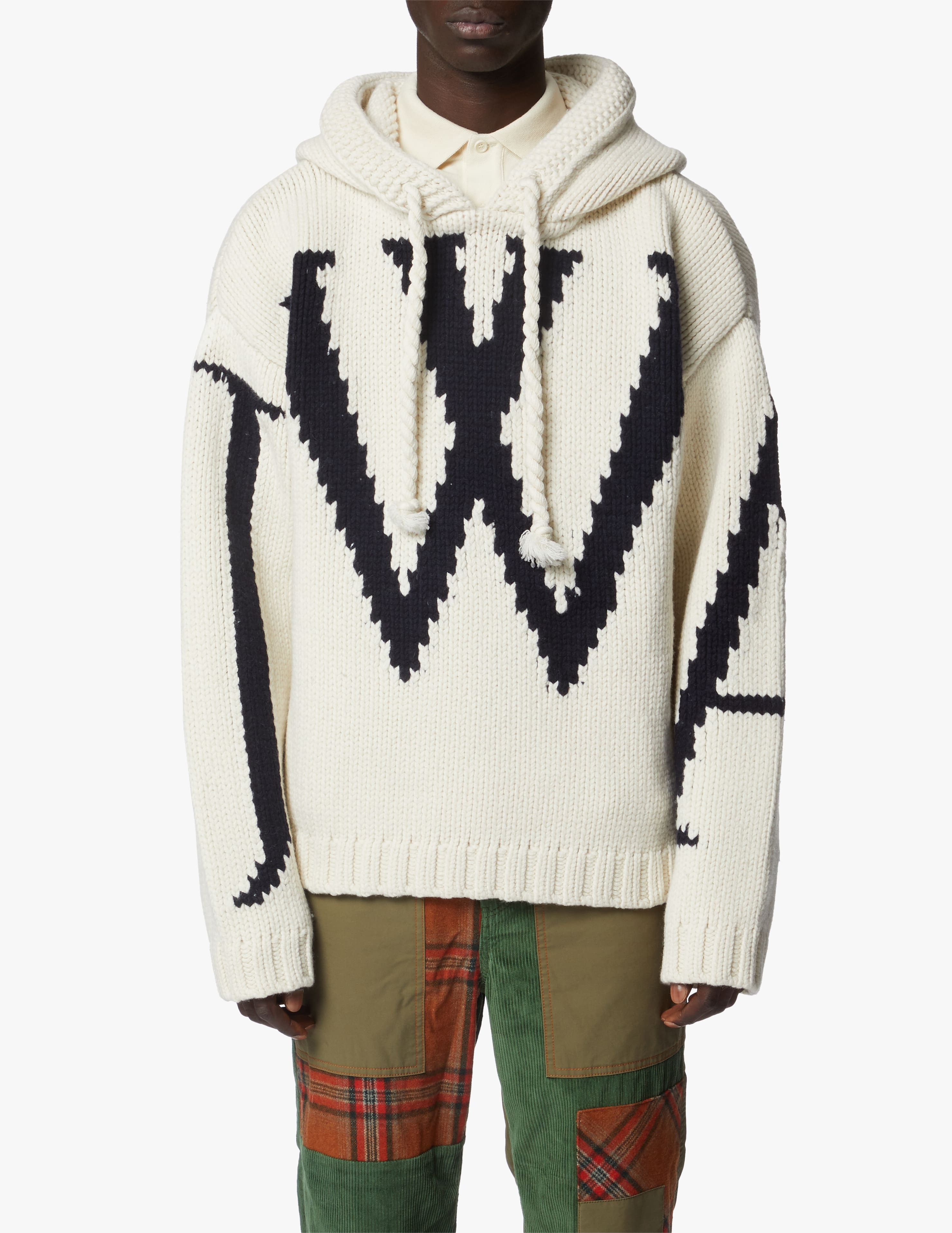 Shop JW Anderson Wool chunky hooded sweater on Rinascente