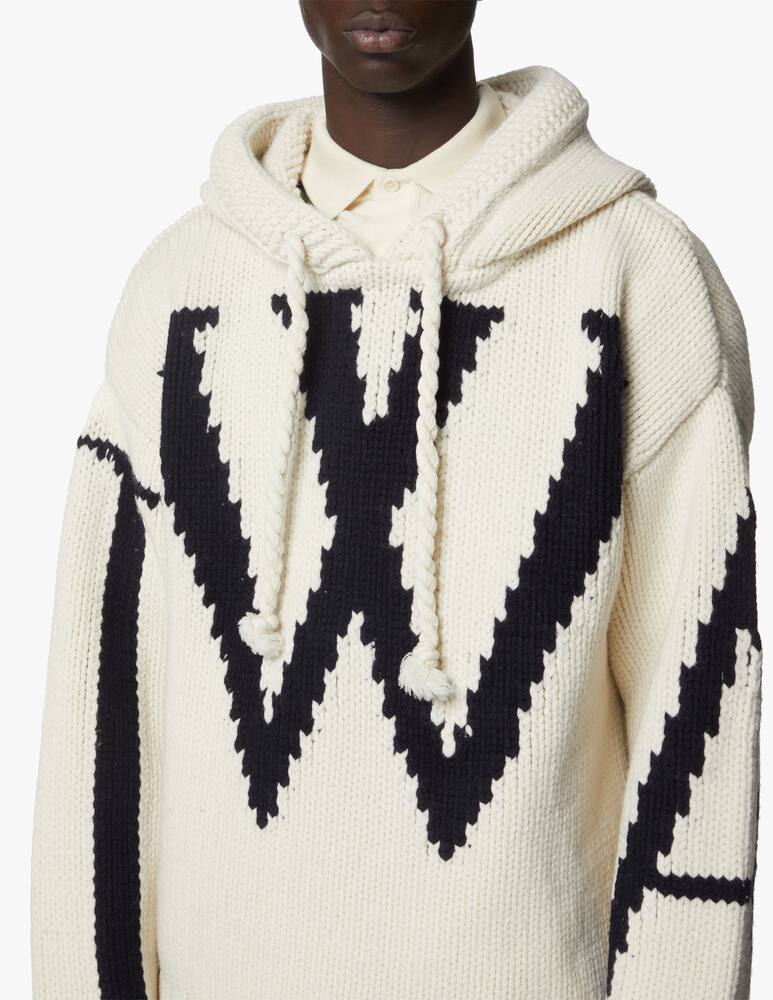 Shop JW Anderson Wool chunky hooded sweater on Rinascente