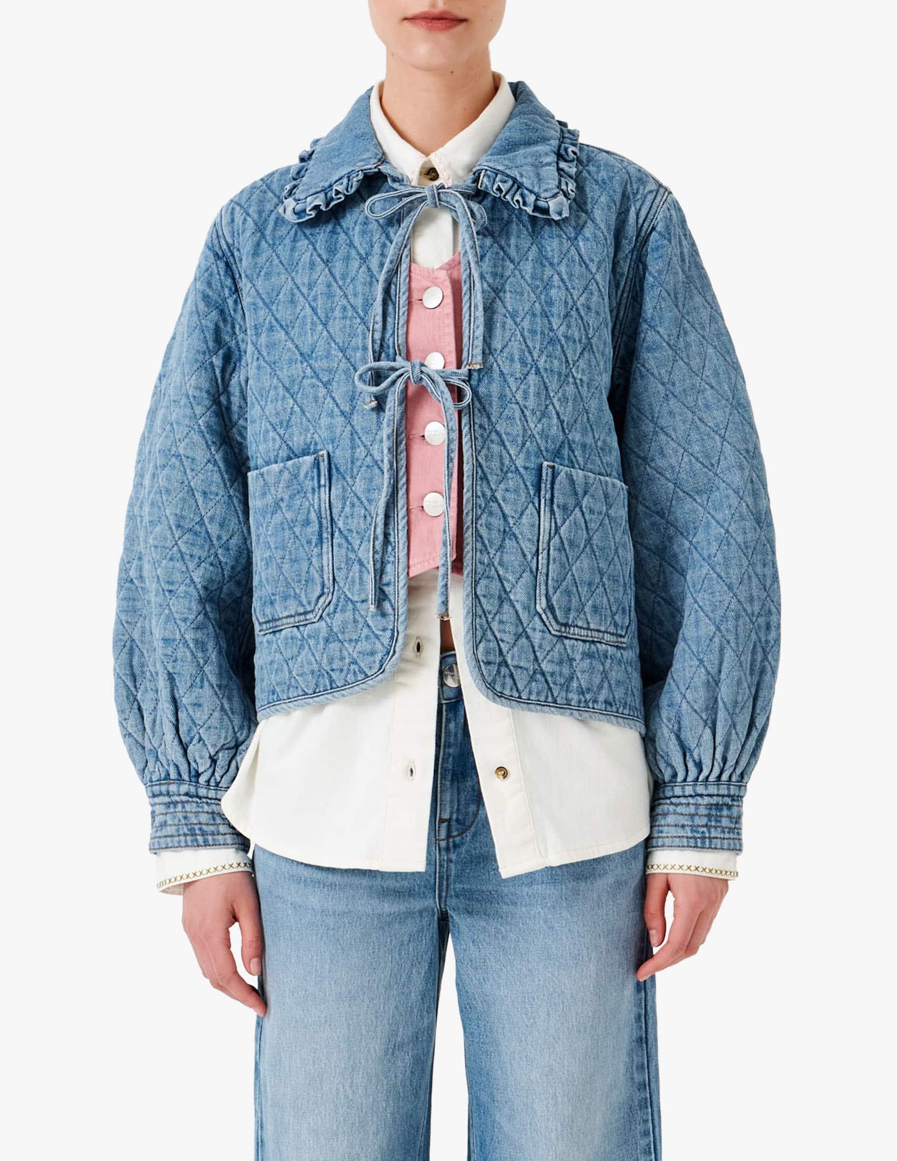 Shop seventy + mochi Quilted denim jacket on Rinascente
