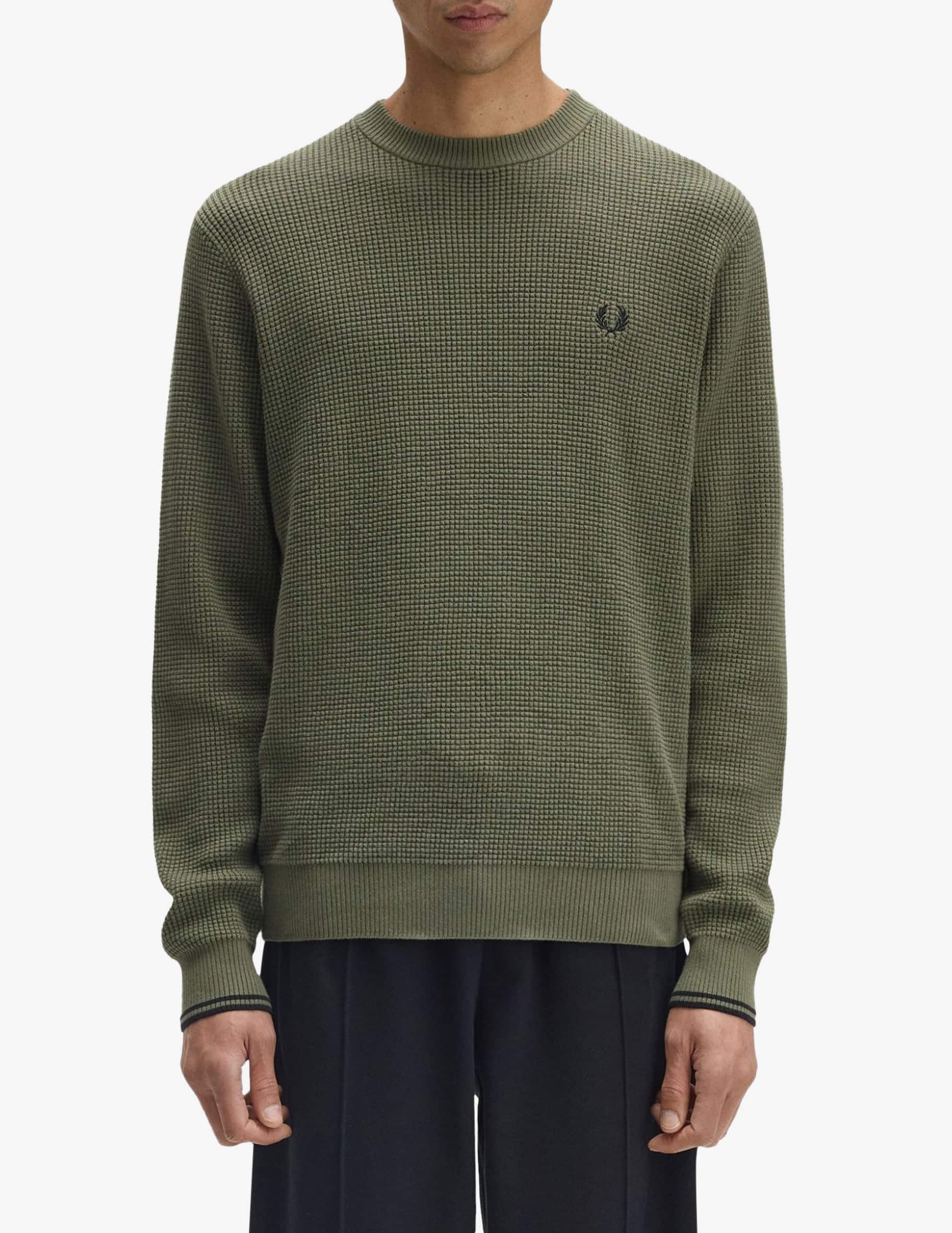 Shop Fred Perry Cotton waffle knit jumper on Rinascente