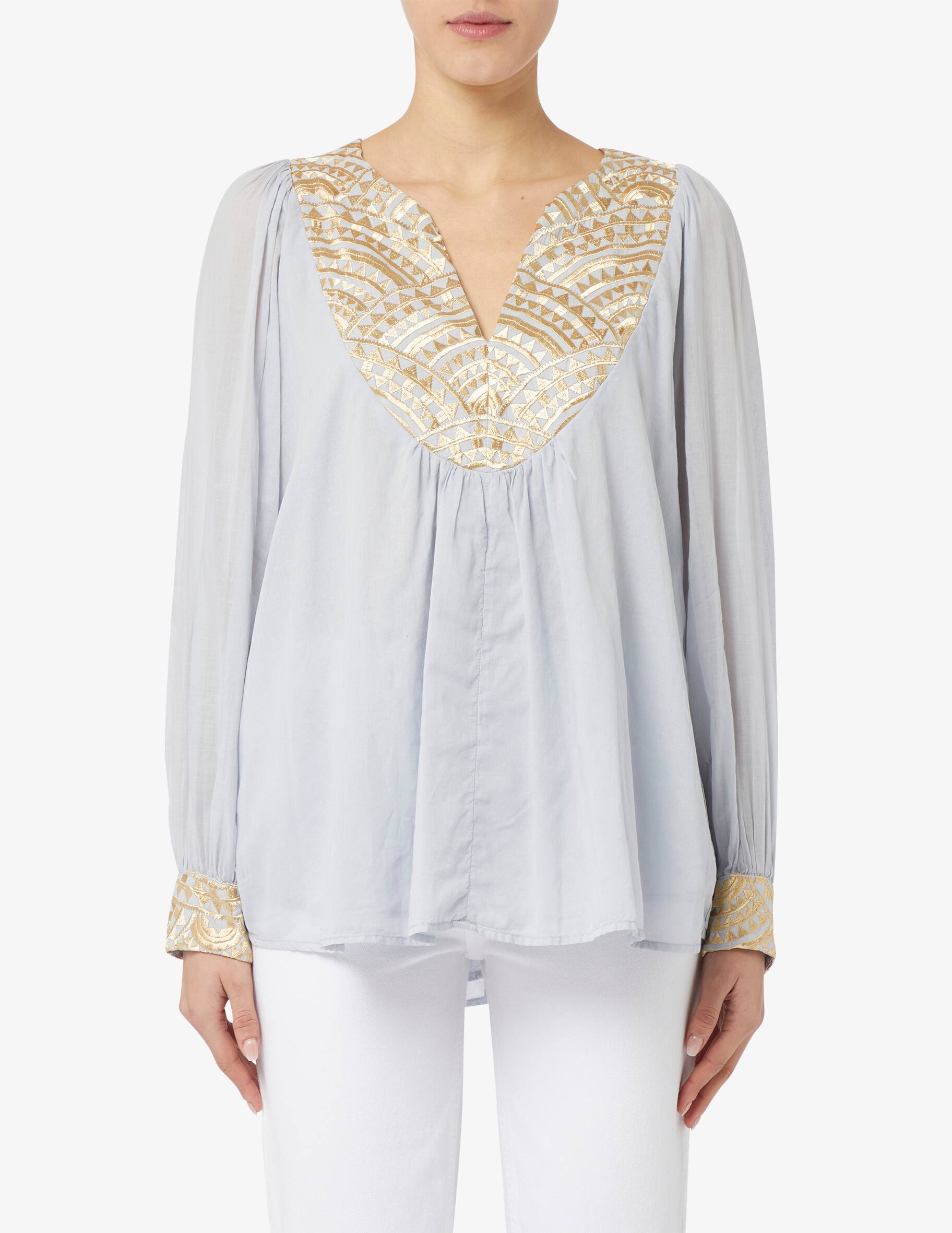 Shop Greek Archaic Kori Cotton blouses with print on Rinascente
