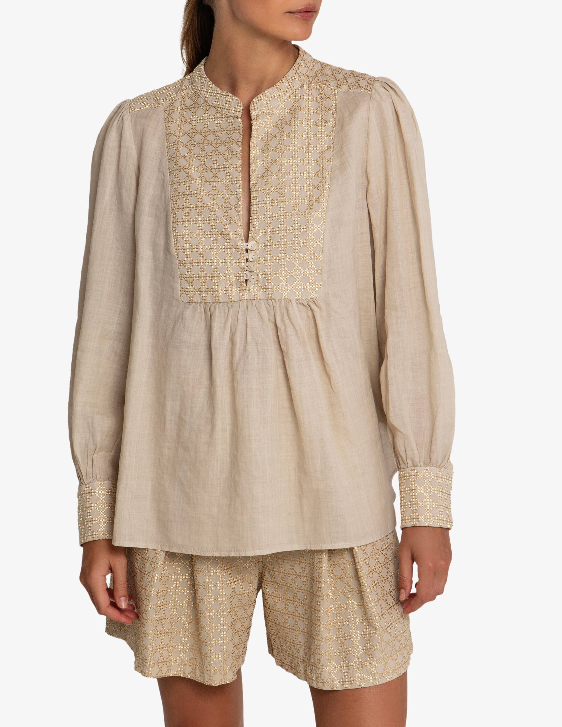 Shop Greek Archaic Kori Embroidered tunic blouse on Rinascente