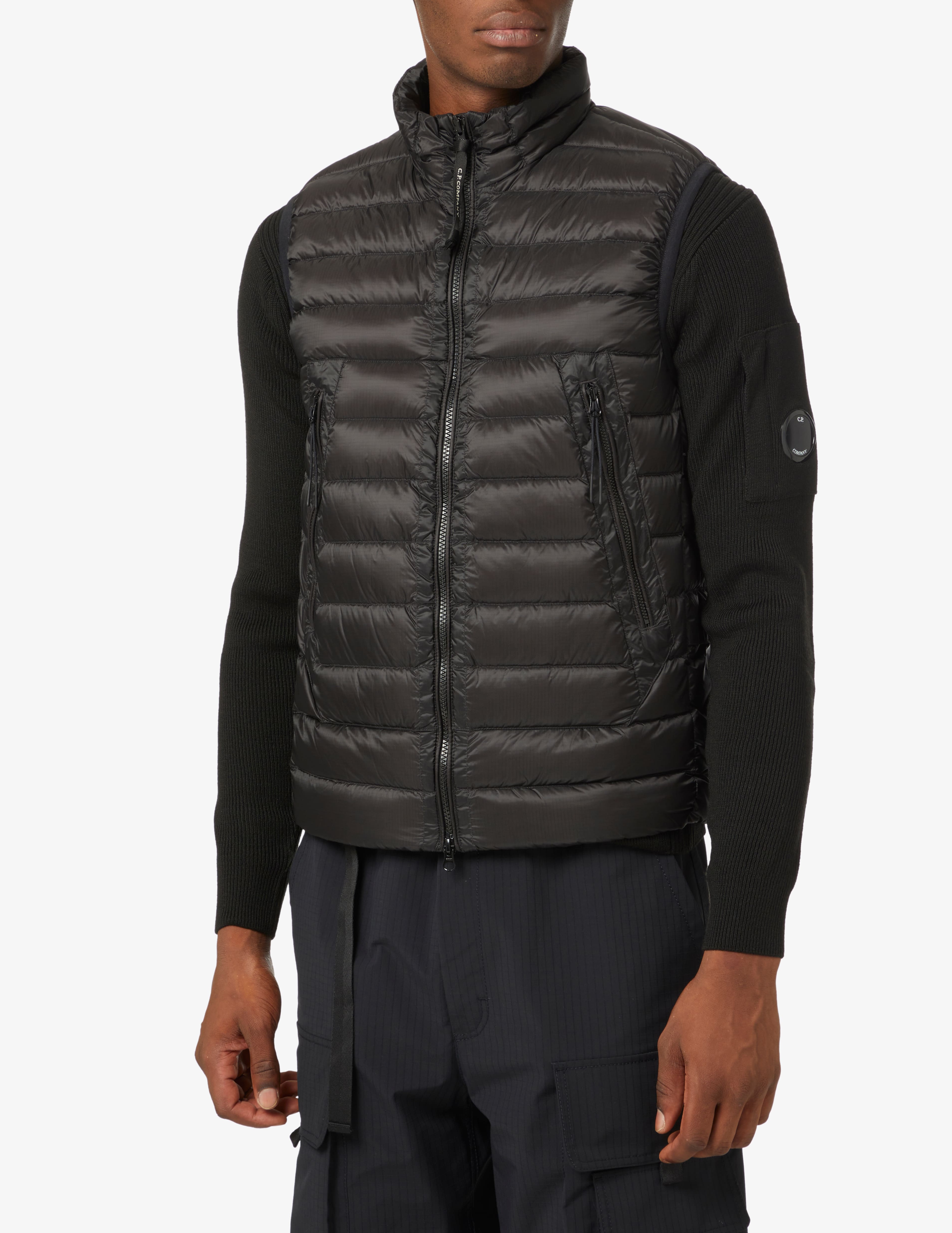 Shop Cp Company Vest dd shell puffer - Black on Rinascente