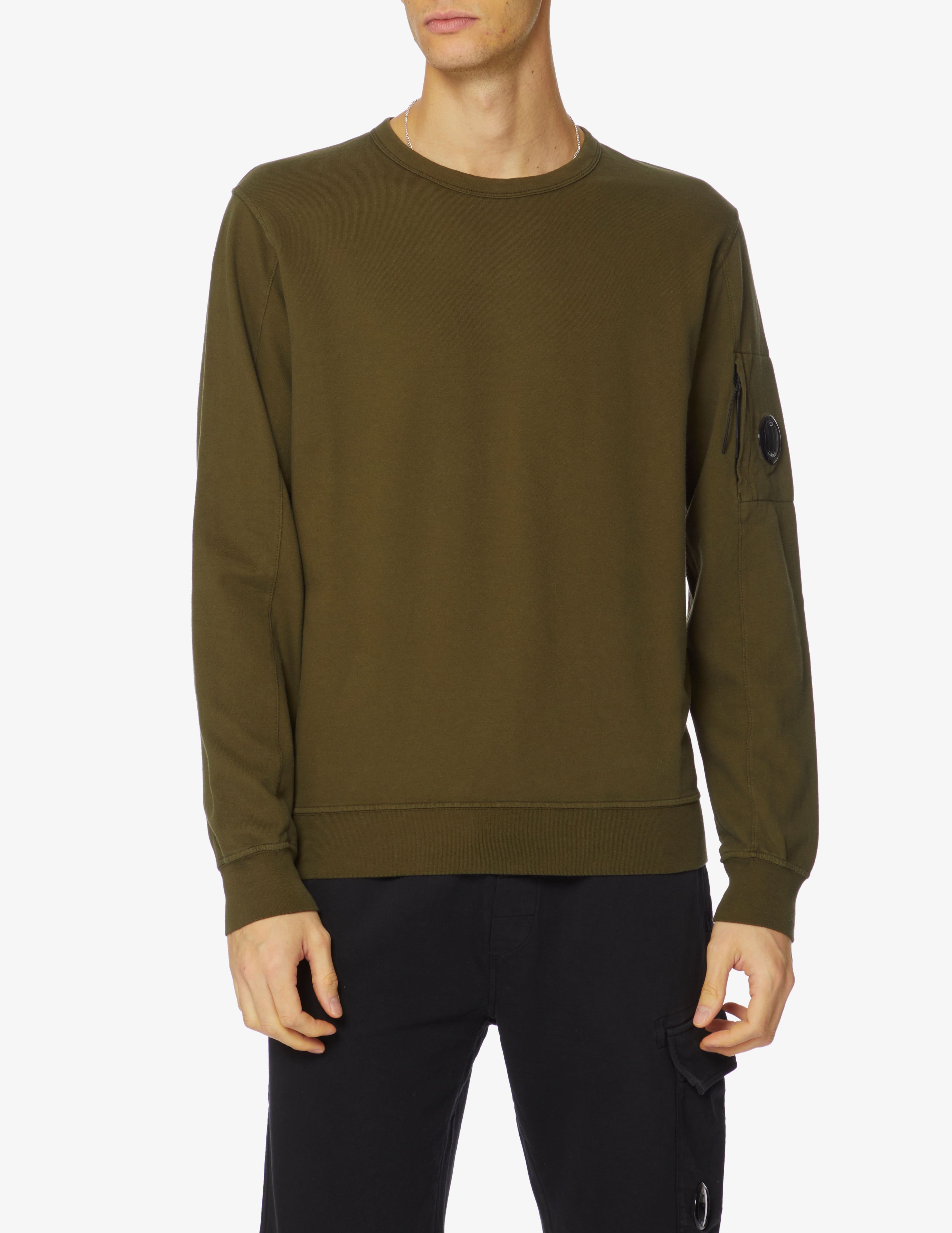 Shop Cp Company Fleece crewneck jumper with lens on Rinascente
