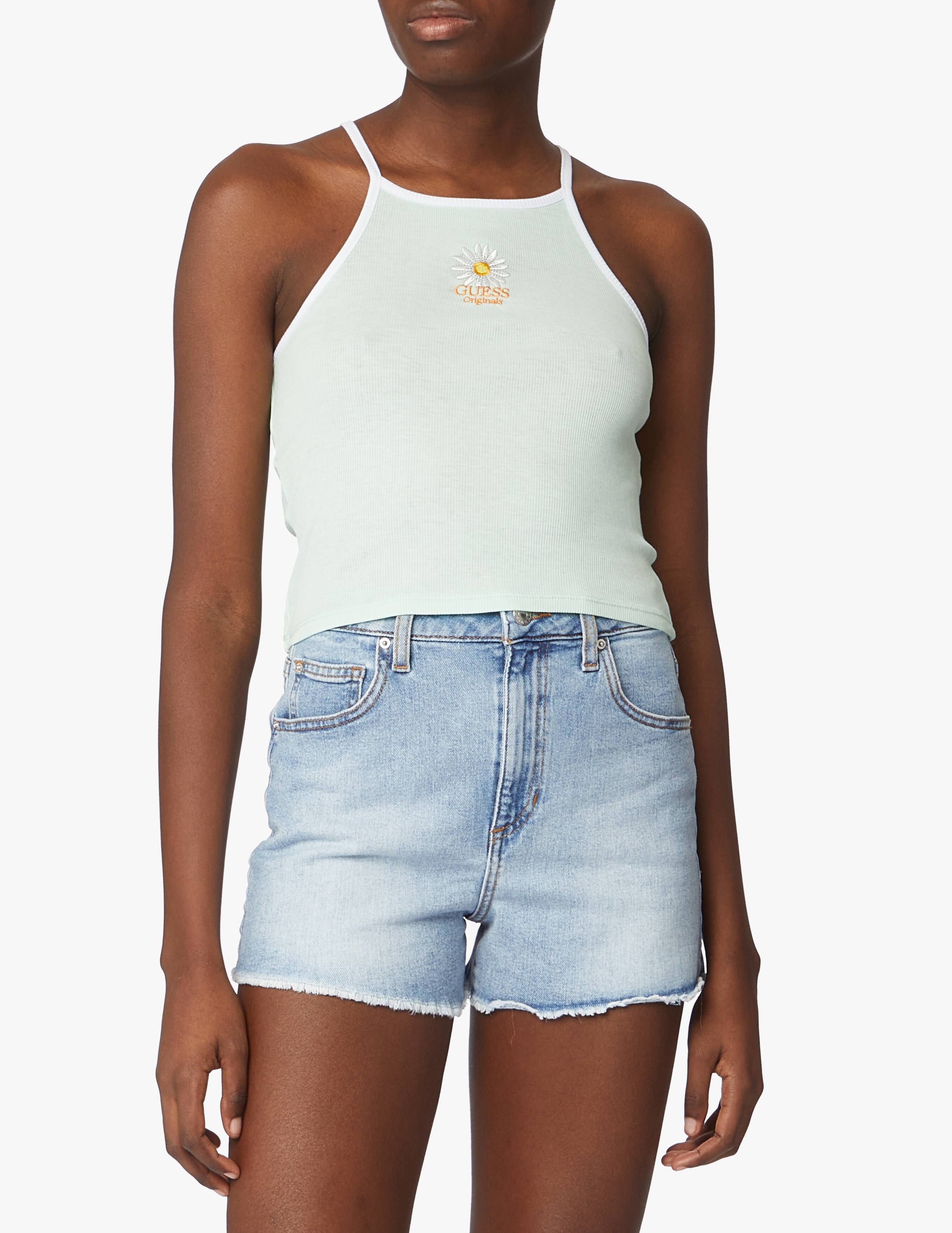 Shop Guess Original Sienna cotton tank - green on Rinascente