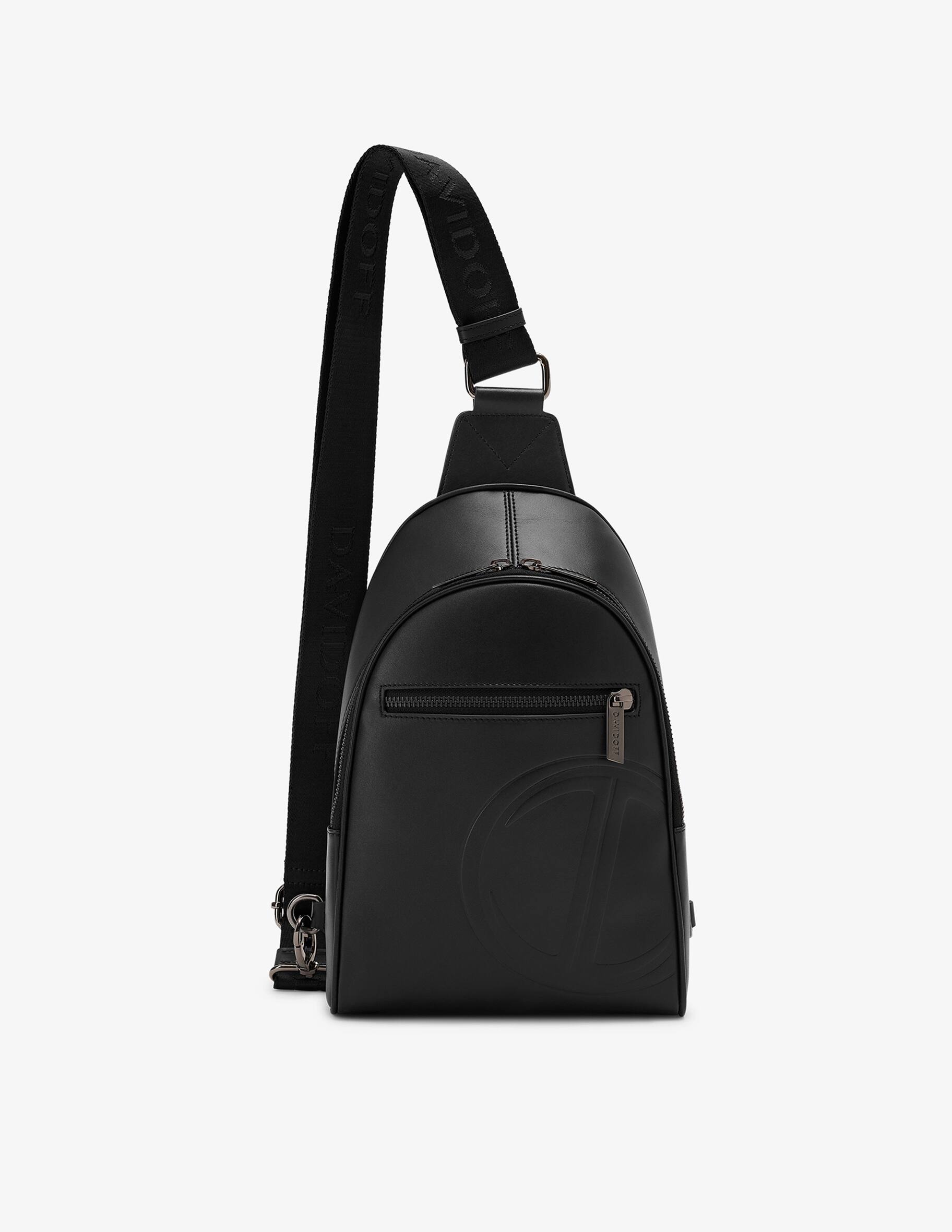 Shop DAVIDOFF Venice leather crossbody bag black on Rinascente