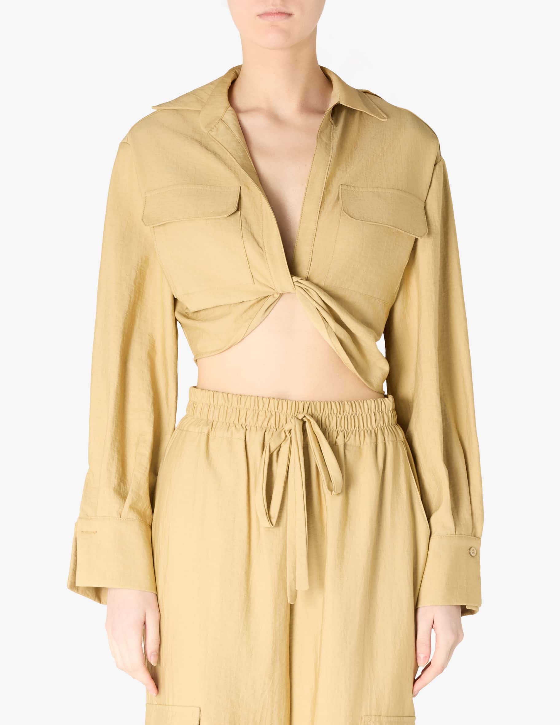 Shop HAVEONE Cropped safari shirt on Rinascente