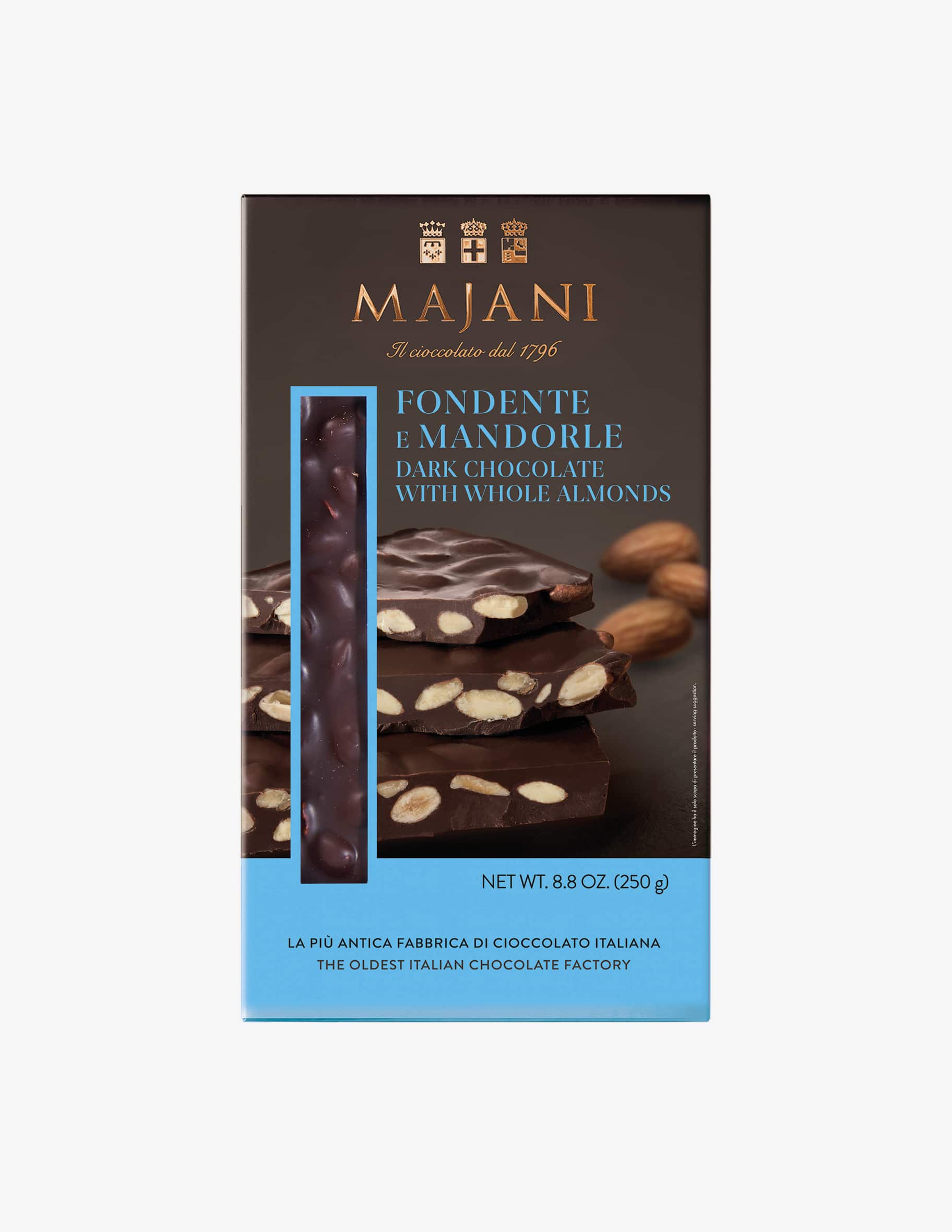 Shop Majani Dark chocolate and almonds 250g on Rinascente