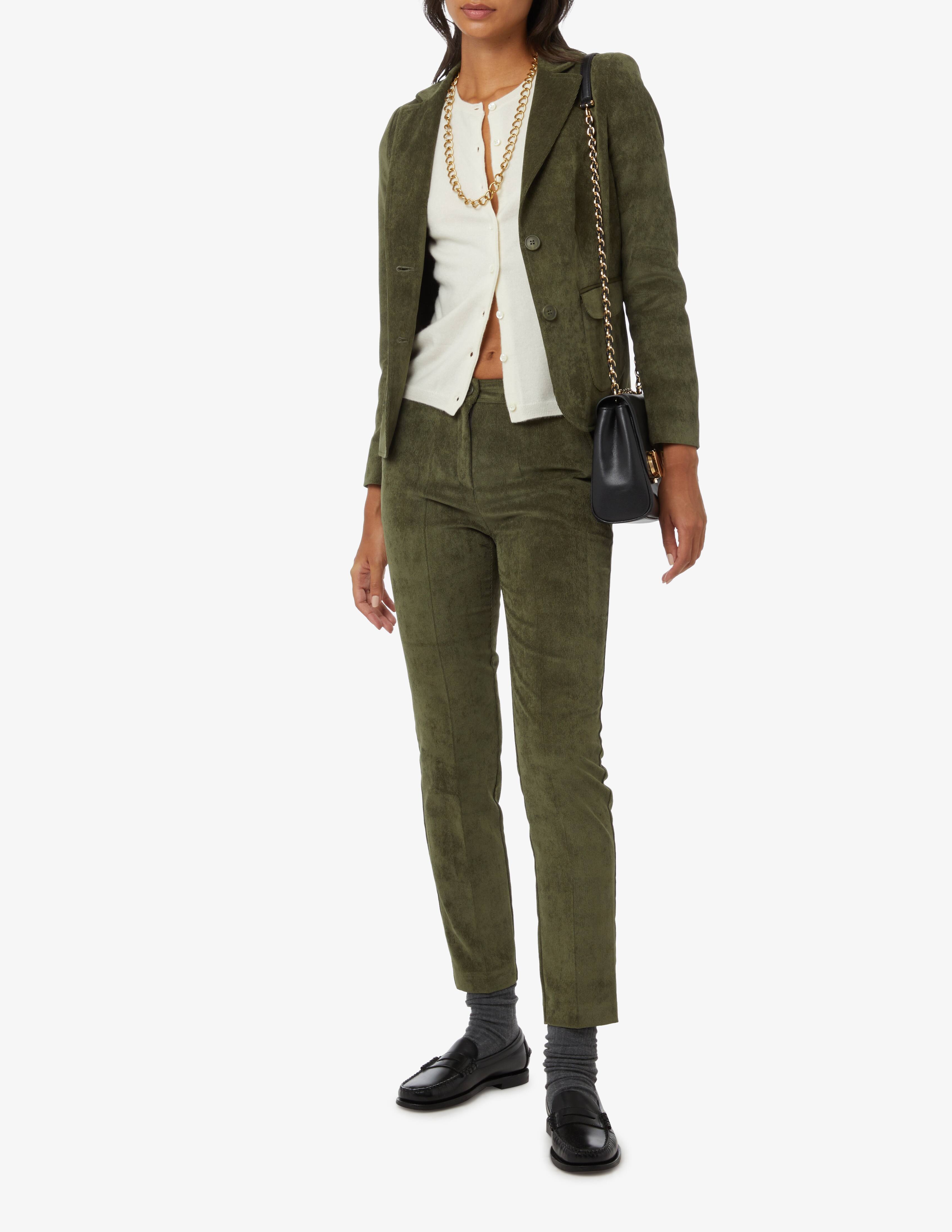 Shop Elizabeth Ascot Velvet trousers - Olive on Rinascente