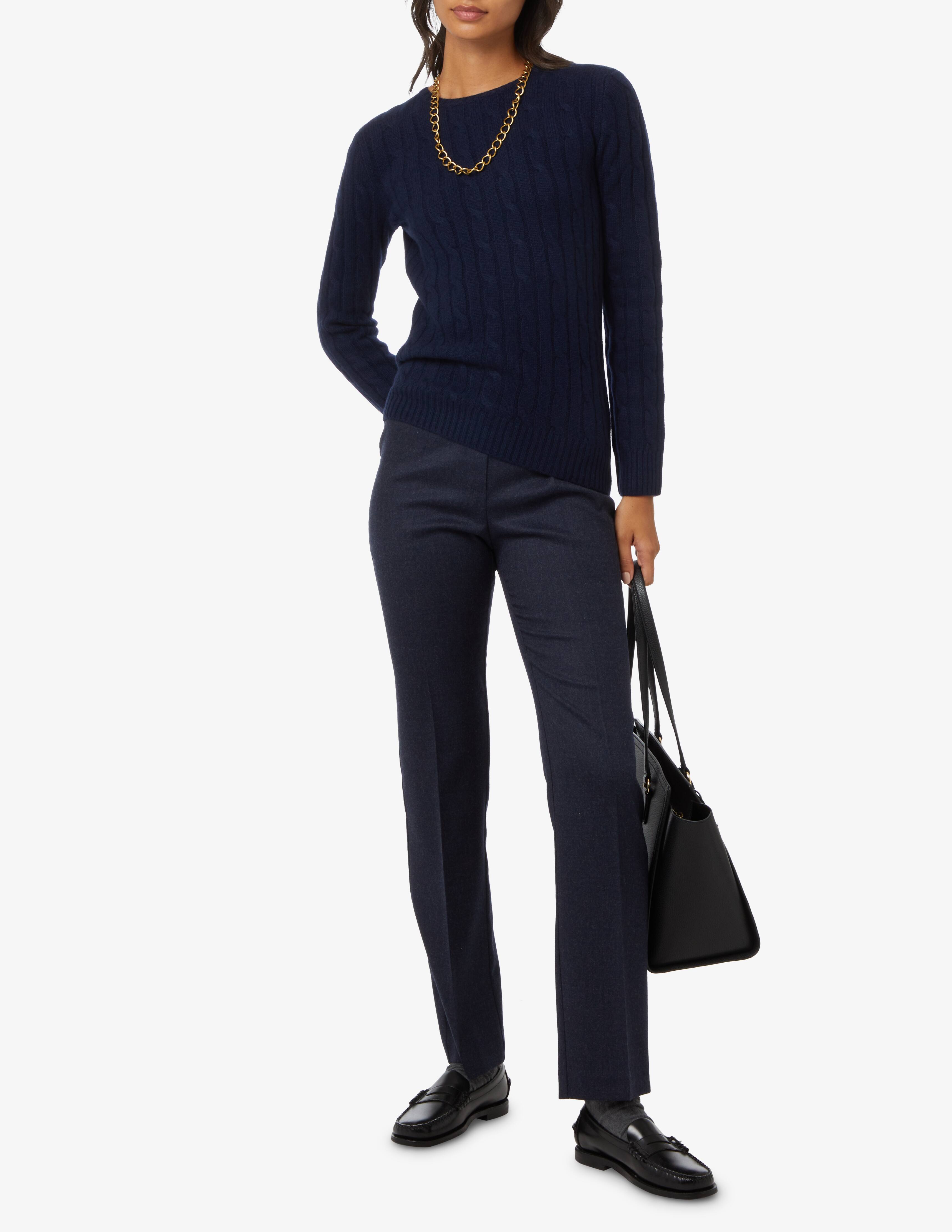 Acquista Elizabeth Ascot Pantalone a gamba dritta in flanella - Blu su ...