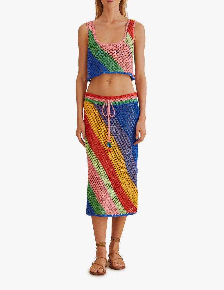 Shop Farm Rio Diagonal stripes crochet crop top on Rinascente