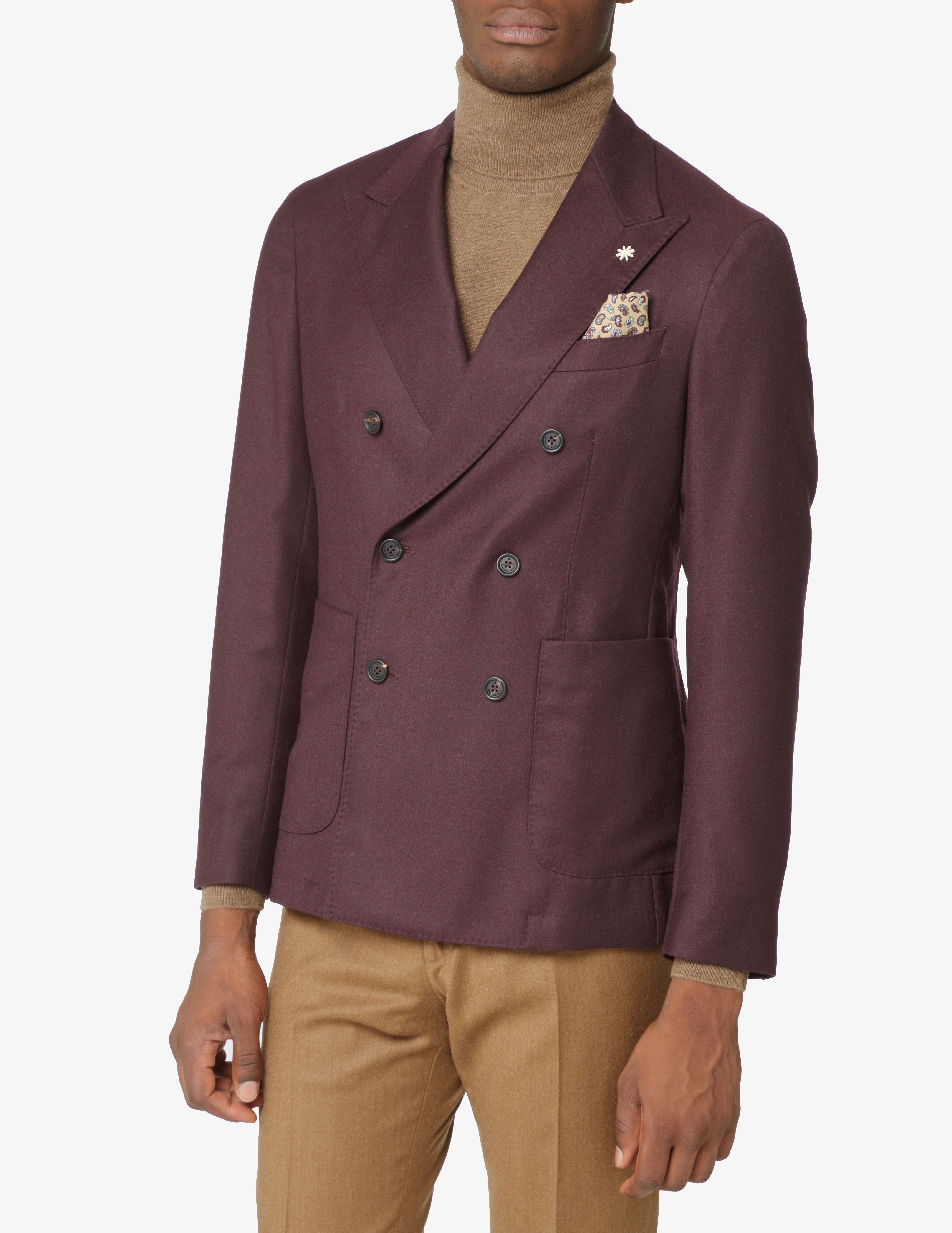 Shop Manuel Ritz Flanel double breasted blazer - Brown on Rinascente