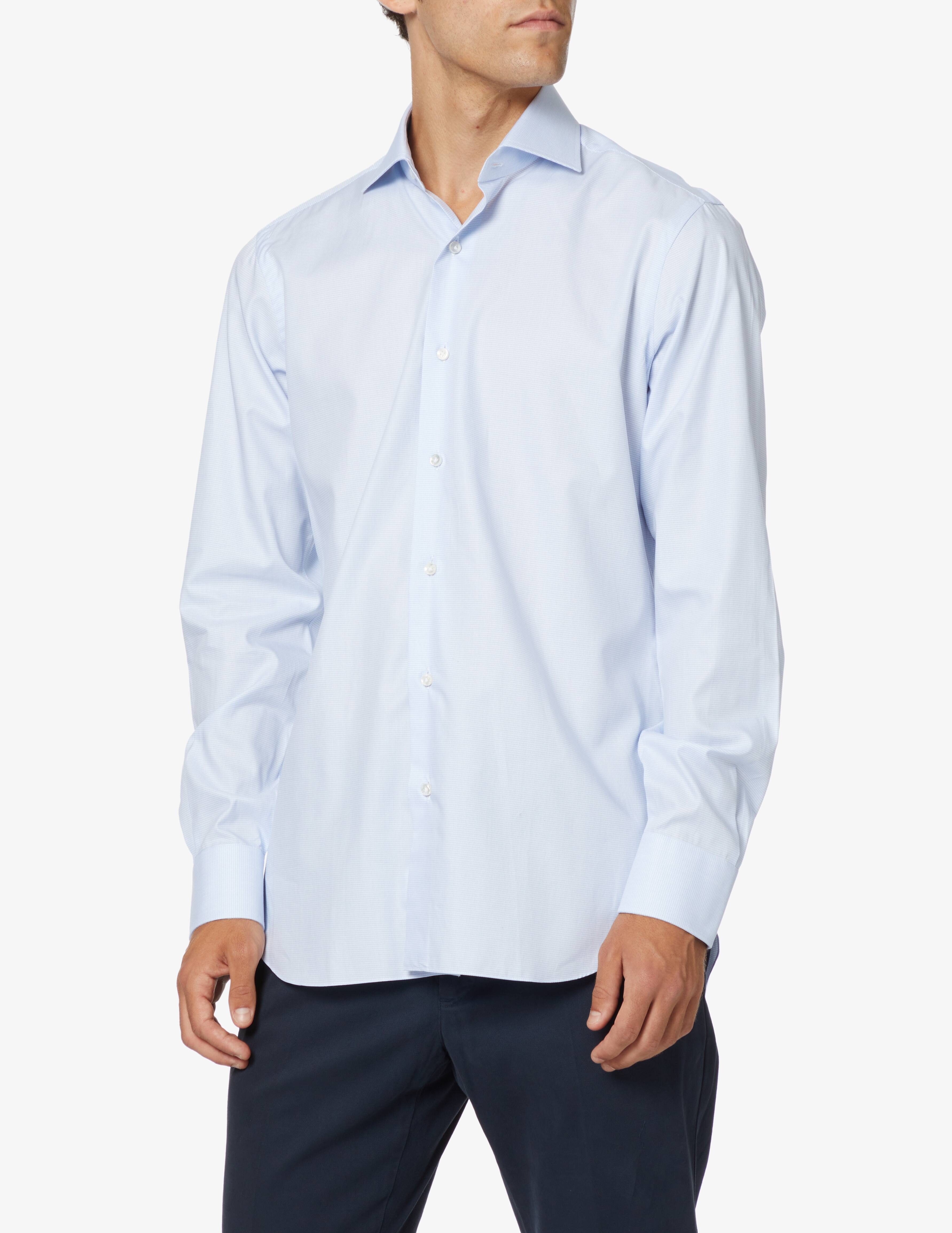 Acquista Barba Napoli Camicia twill micro quadri - Azzurro su Rinascente