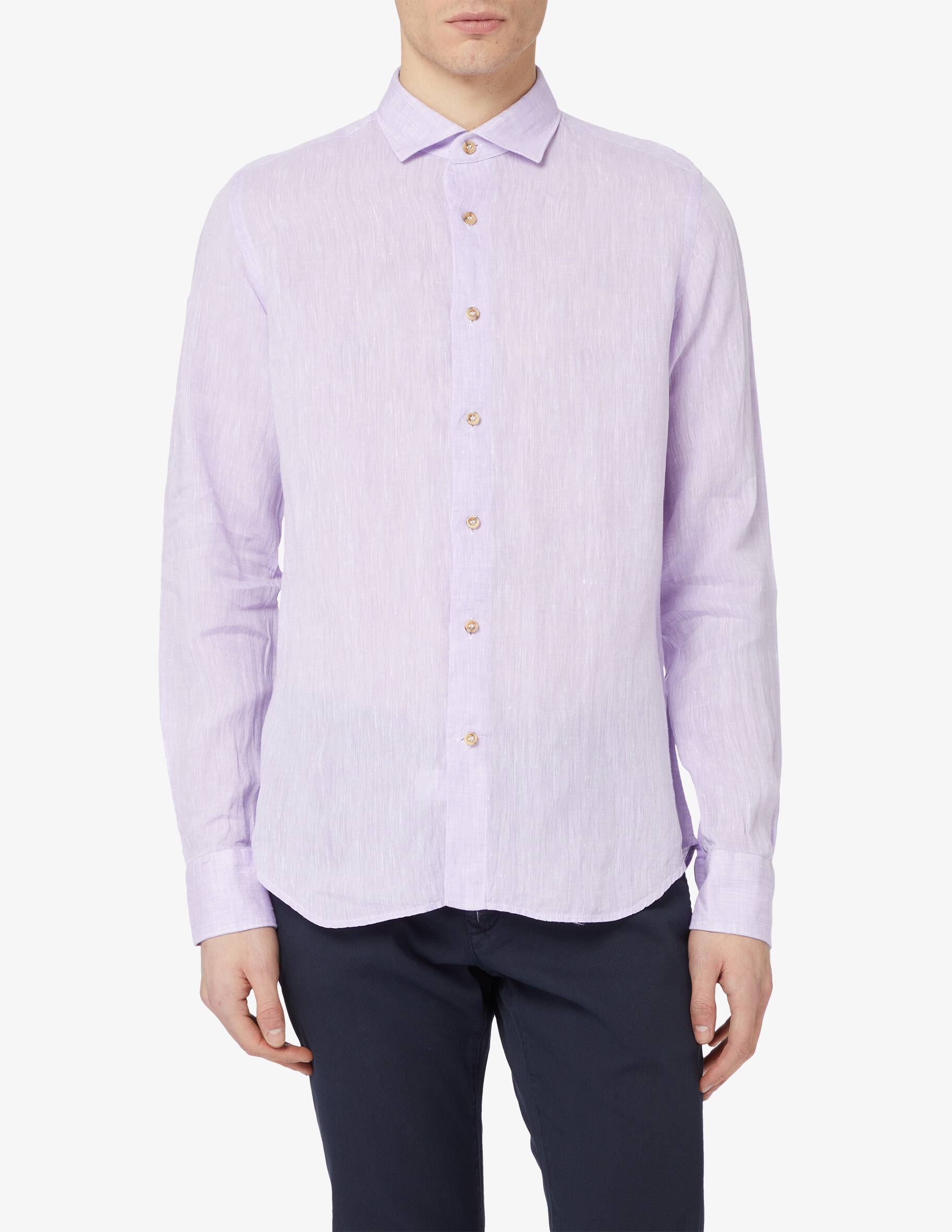 Shop Alea Camiceria Linen washed shirt Pink on Rinascente