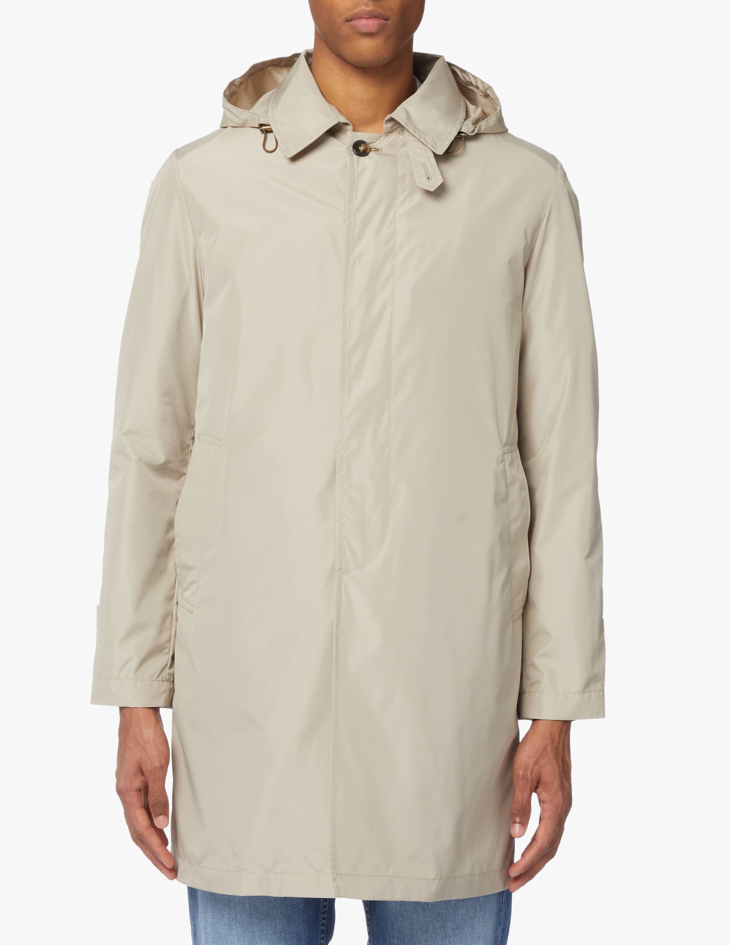 Shop L'impermeabile Detachable hood tech trench - beige on Rinascente