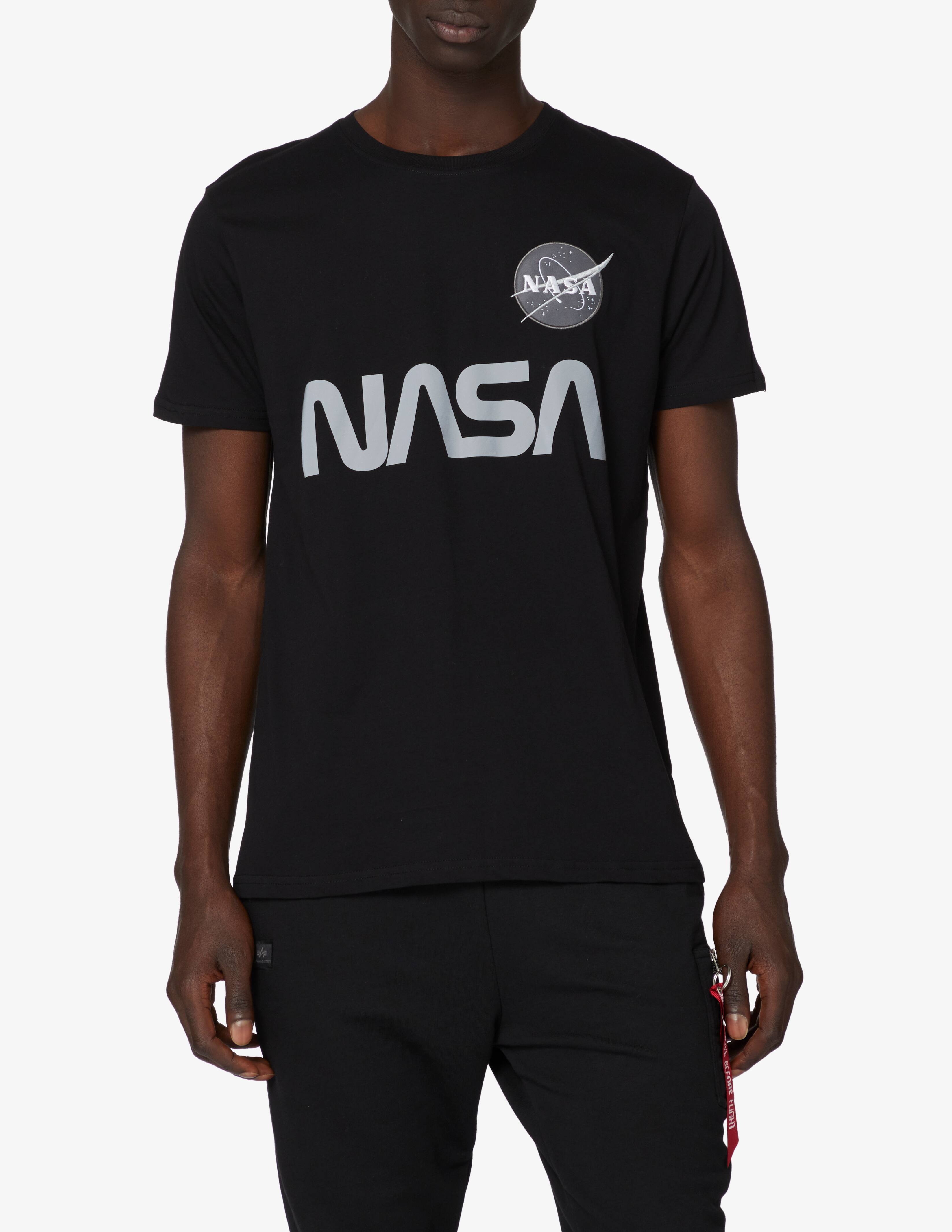 Shop Alpha Industries Nasa reflective t-shirt - Black on Rinascente
