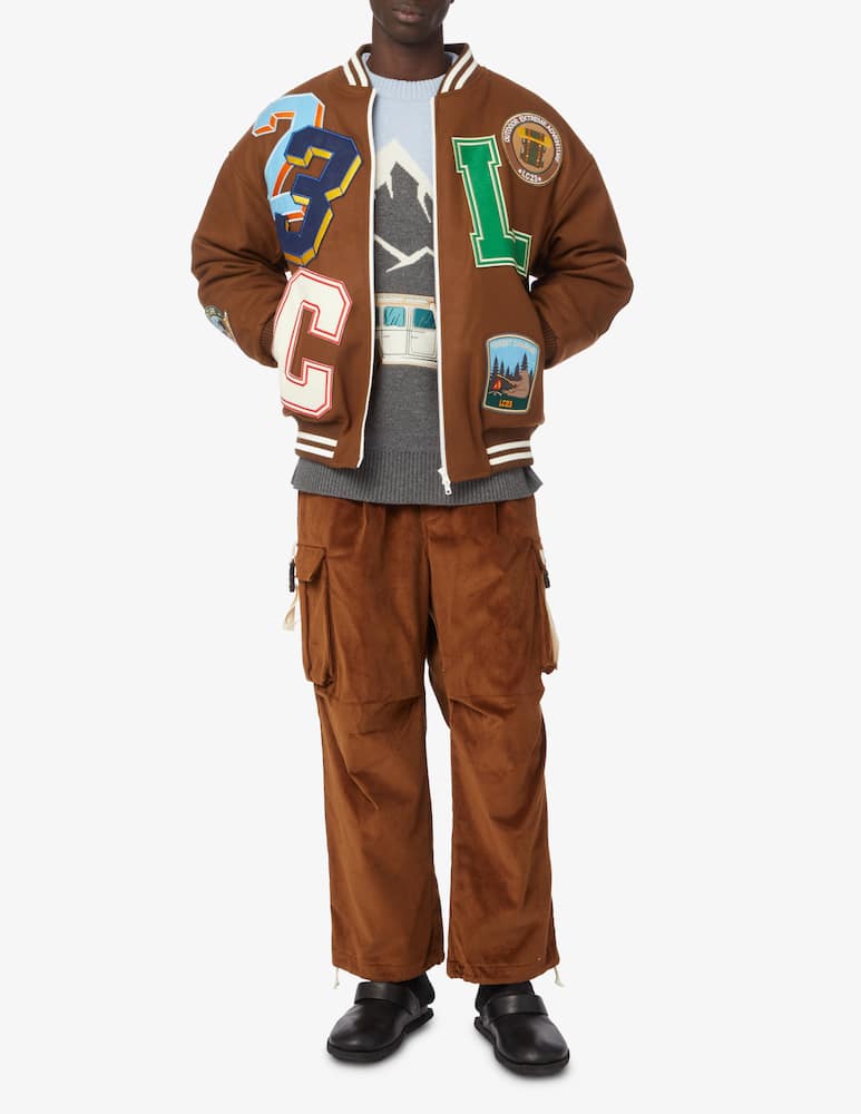 Shop LC23 Multipatch varsity jacket - Brown on Rinascente