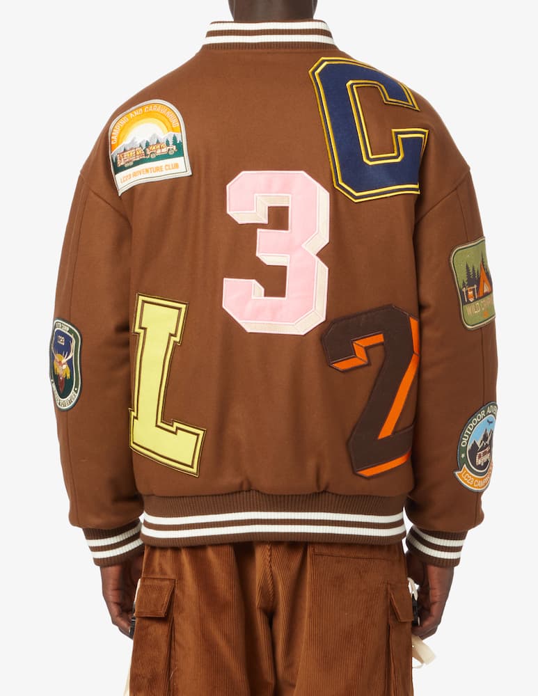 Shop LC23 Multipatch varsity jacket - Brown on Rinascente