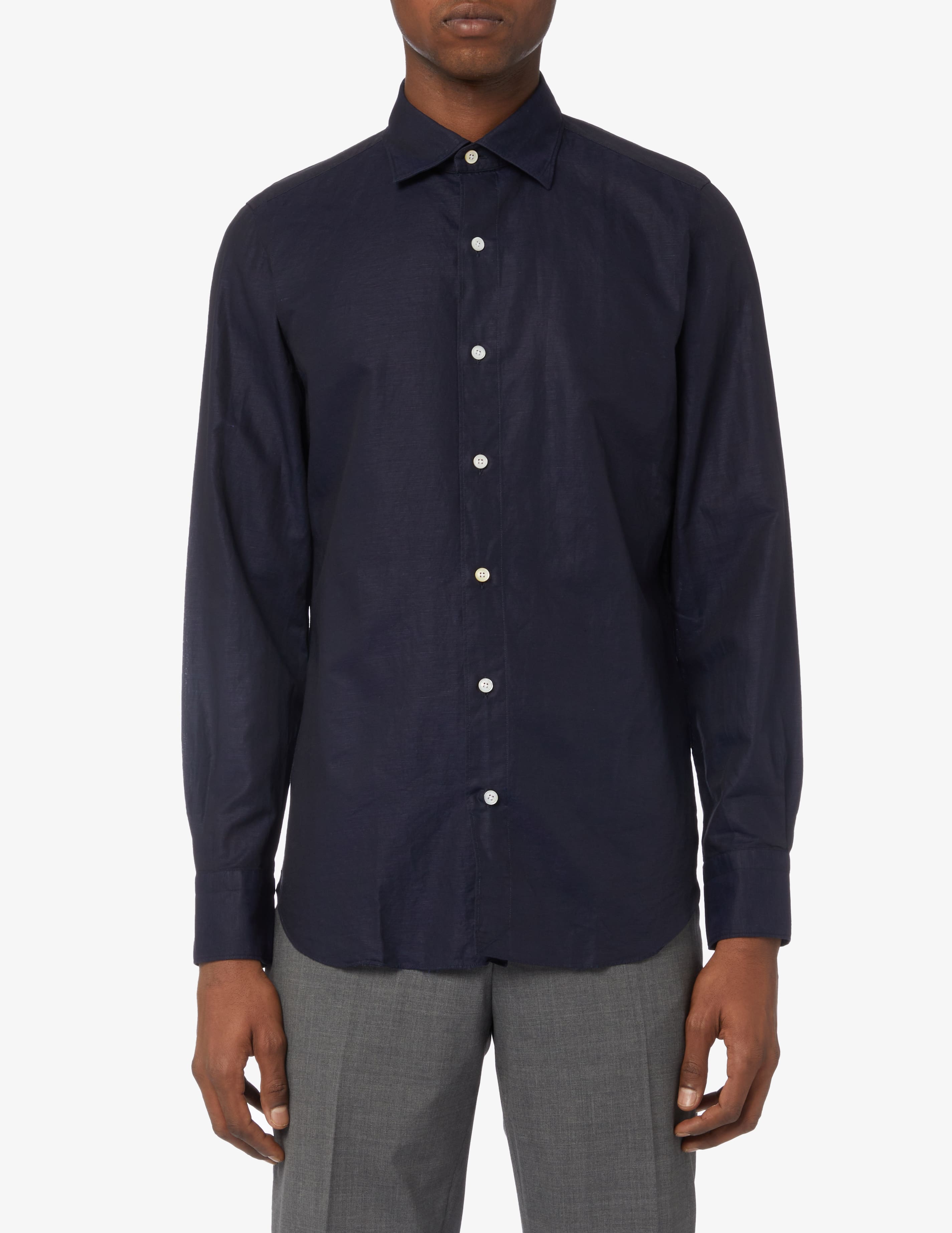 Shop Finamore Cotton and linen shirt on Rinascente