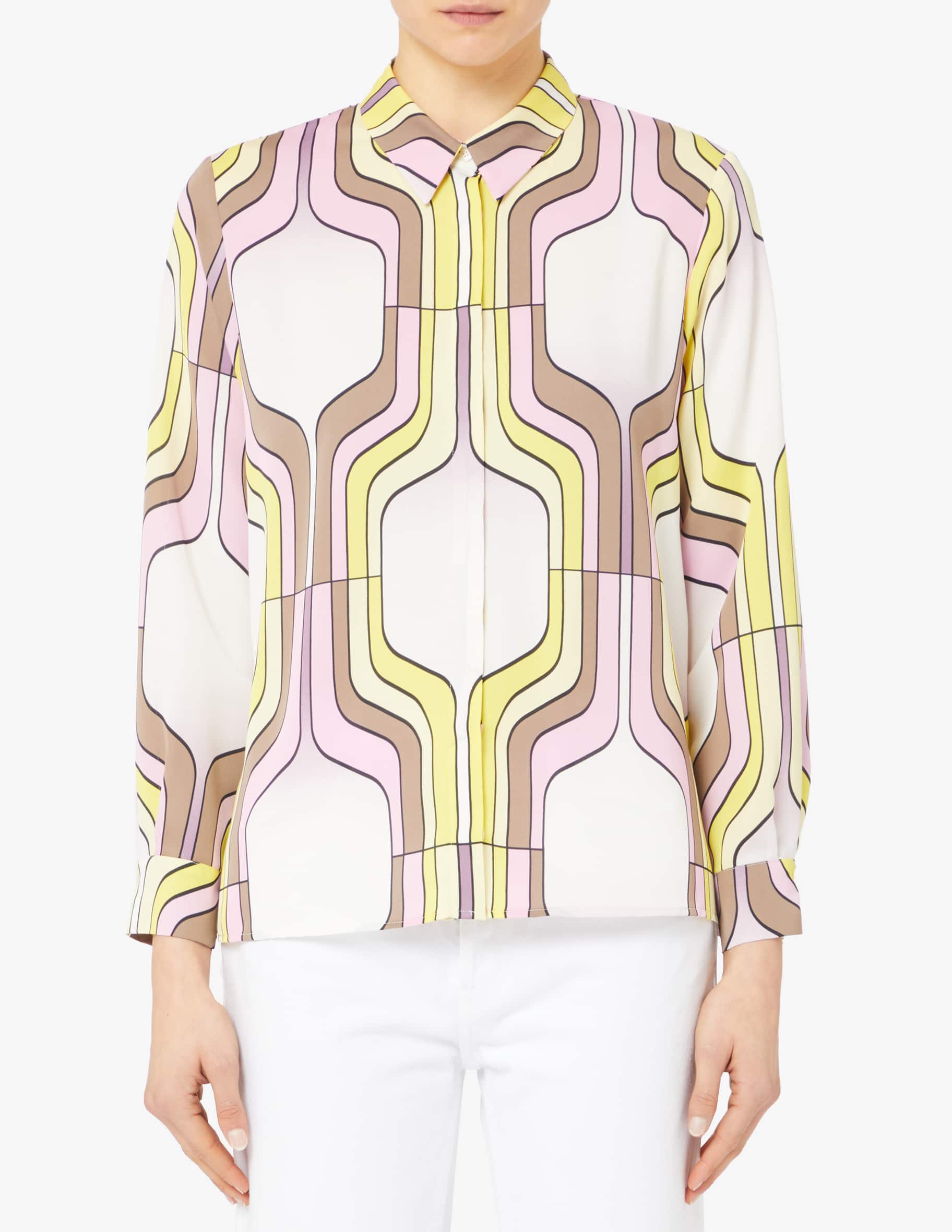 Shop Marella Classic shirt with colorful Mermaid print on Rinascente